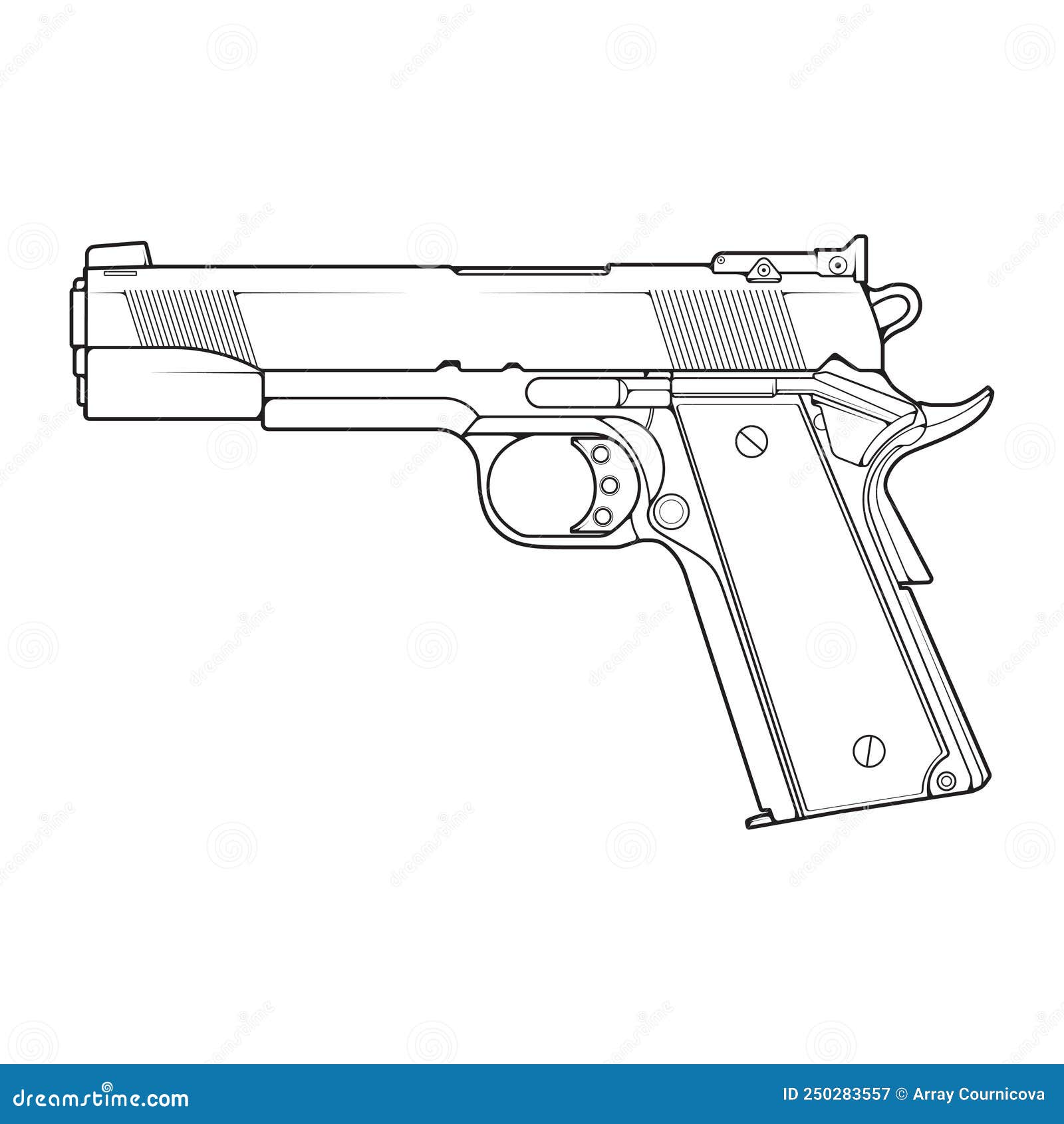 Firearms Line Art Style, Shooting Gun, Weapon Illustration, Vector Line ...