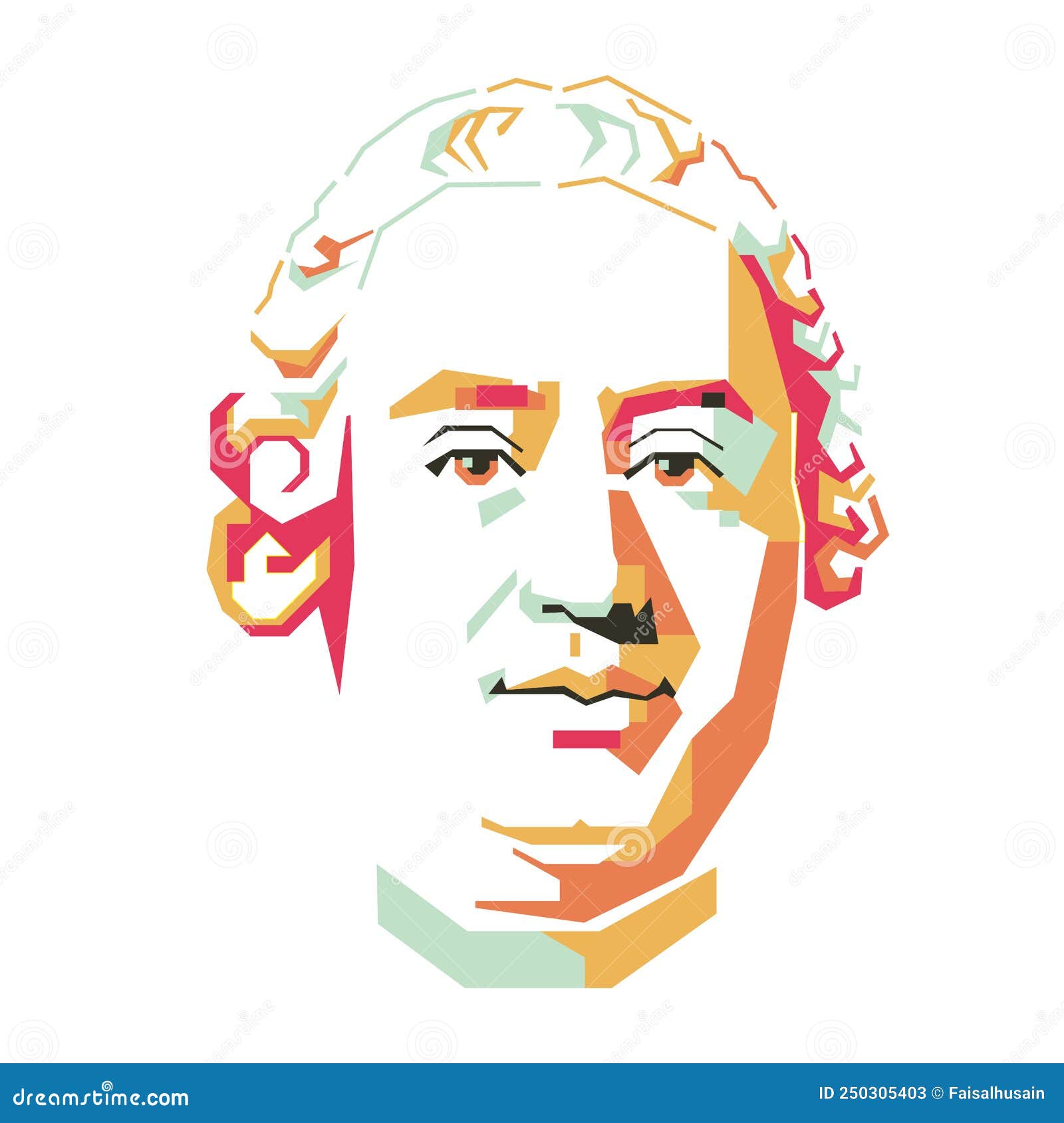 David Hume Simple Colour Illustration Cartoon Vector | CartoonDealer ...
