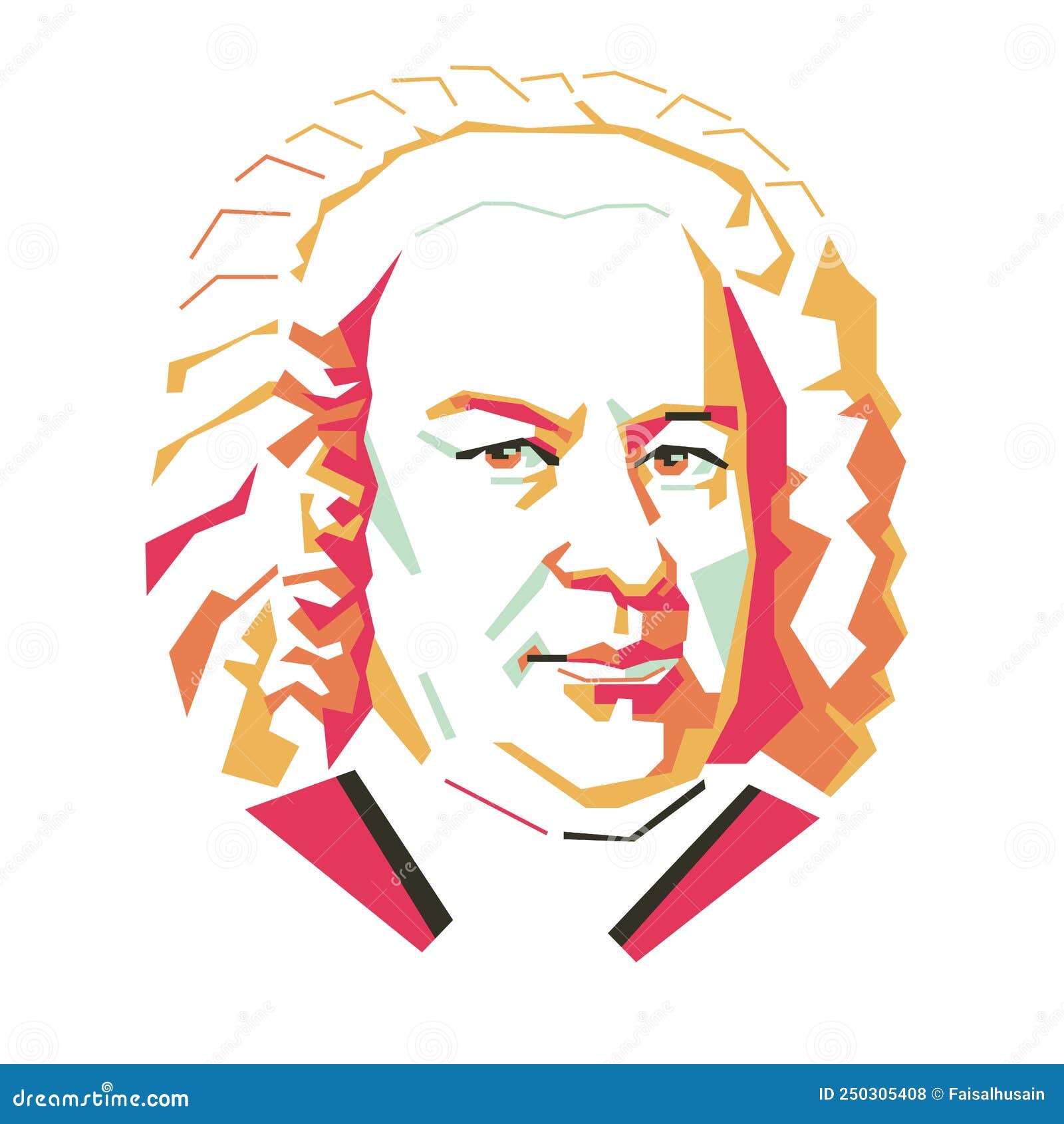 Johann Sebastian Bach Simple Colour Illustration Editorial Stock Photo ...
