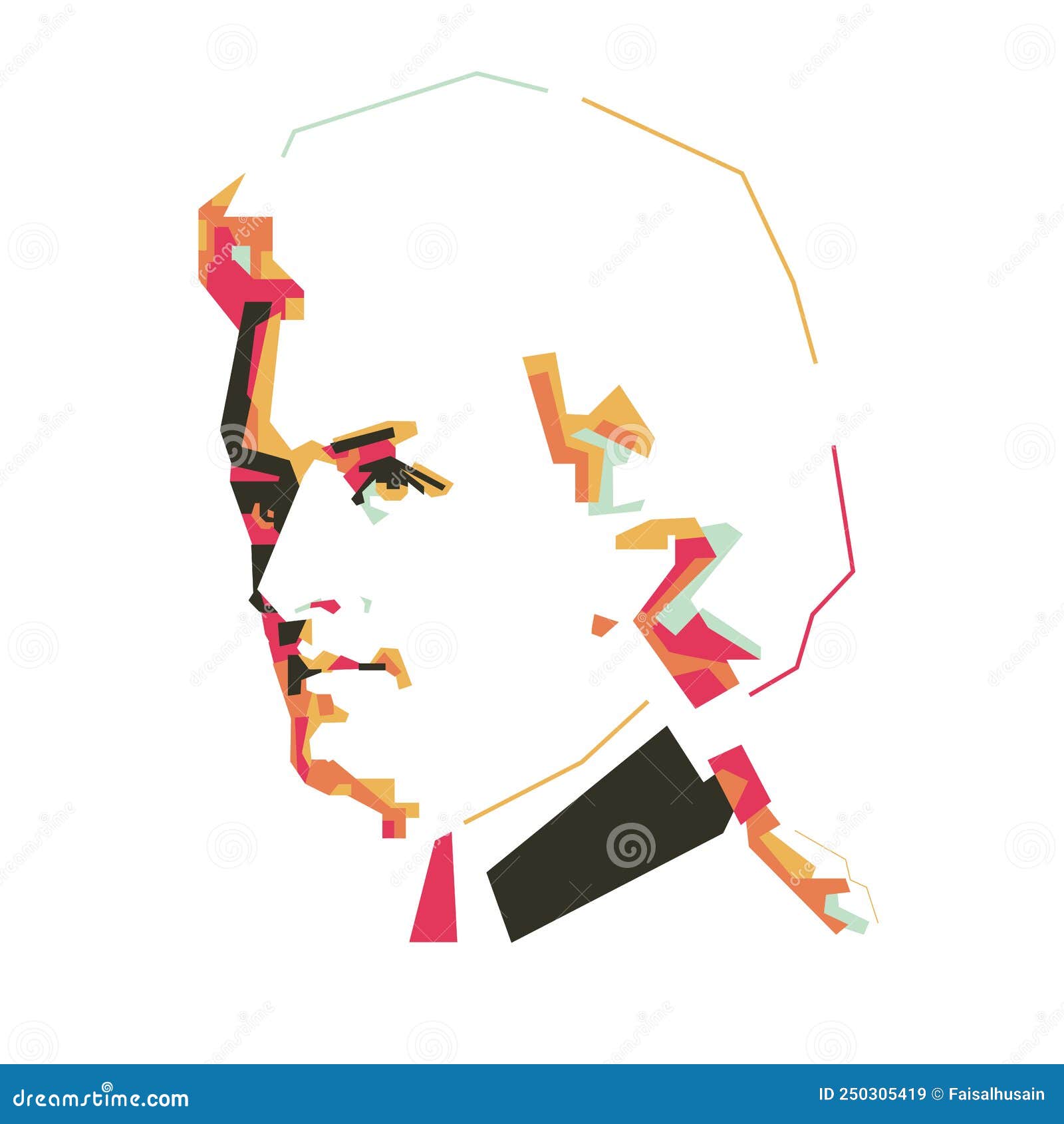 Wolfgang Amadeus Mozart Portrait Illustration, Line Art Vector Royalty ...