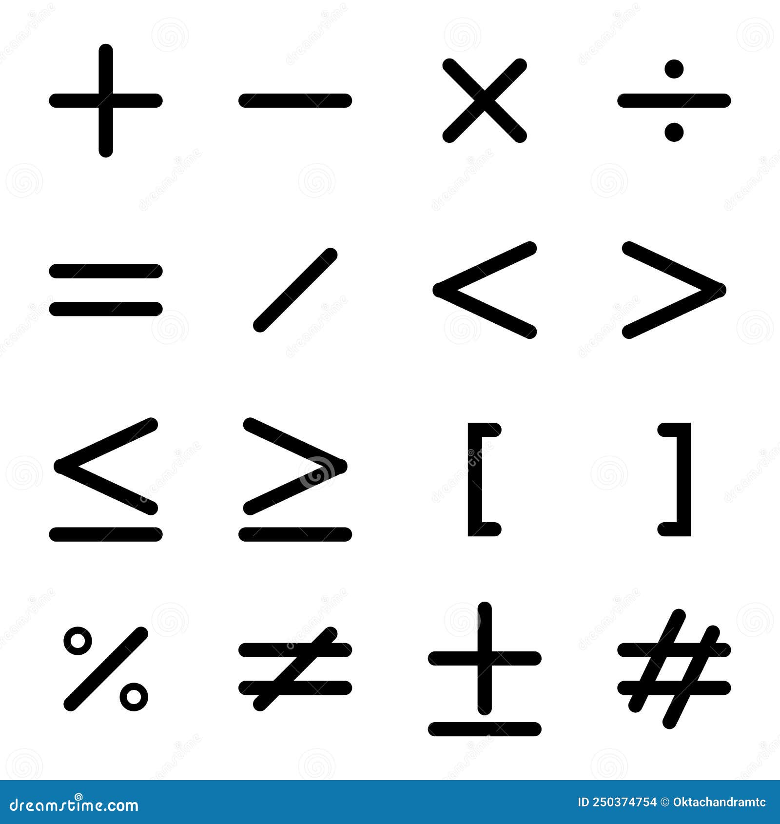 Calculator signs stock vector. Illustration of isolated - 250374754