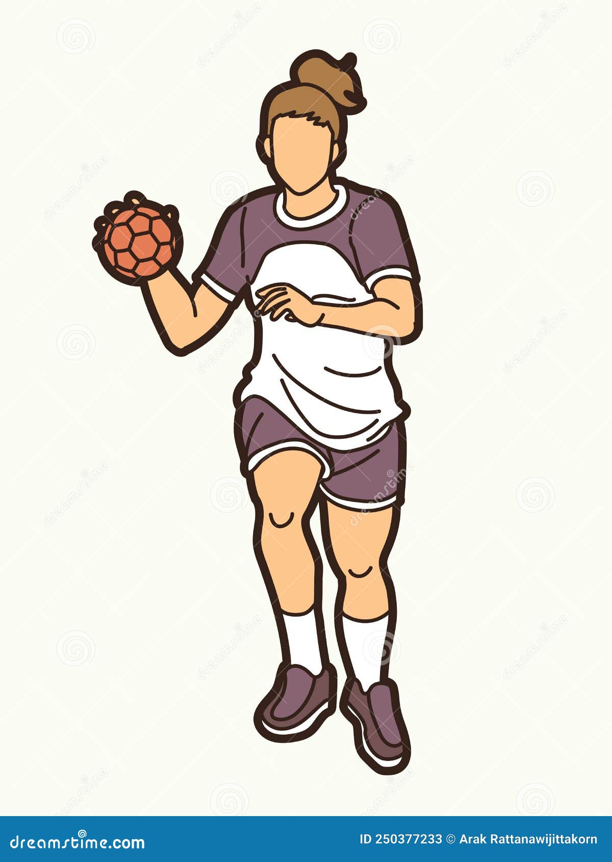 Handball Sport Female Player Action Cartoon Graphic Vector Stock Vector ...