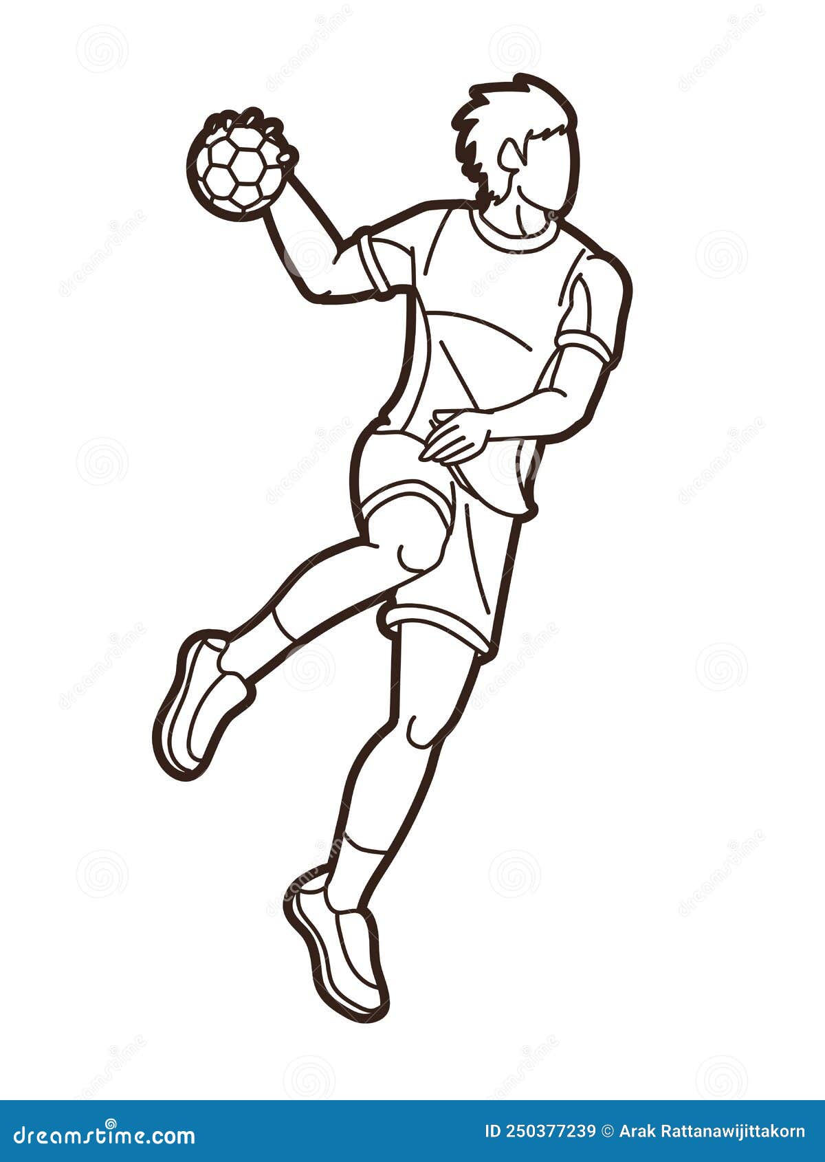 Outline Handball Sport Male Player Action Graphic Vector Stock Vector ...