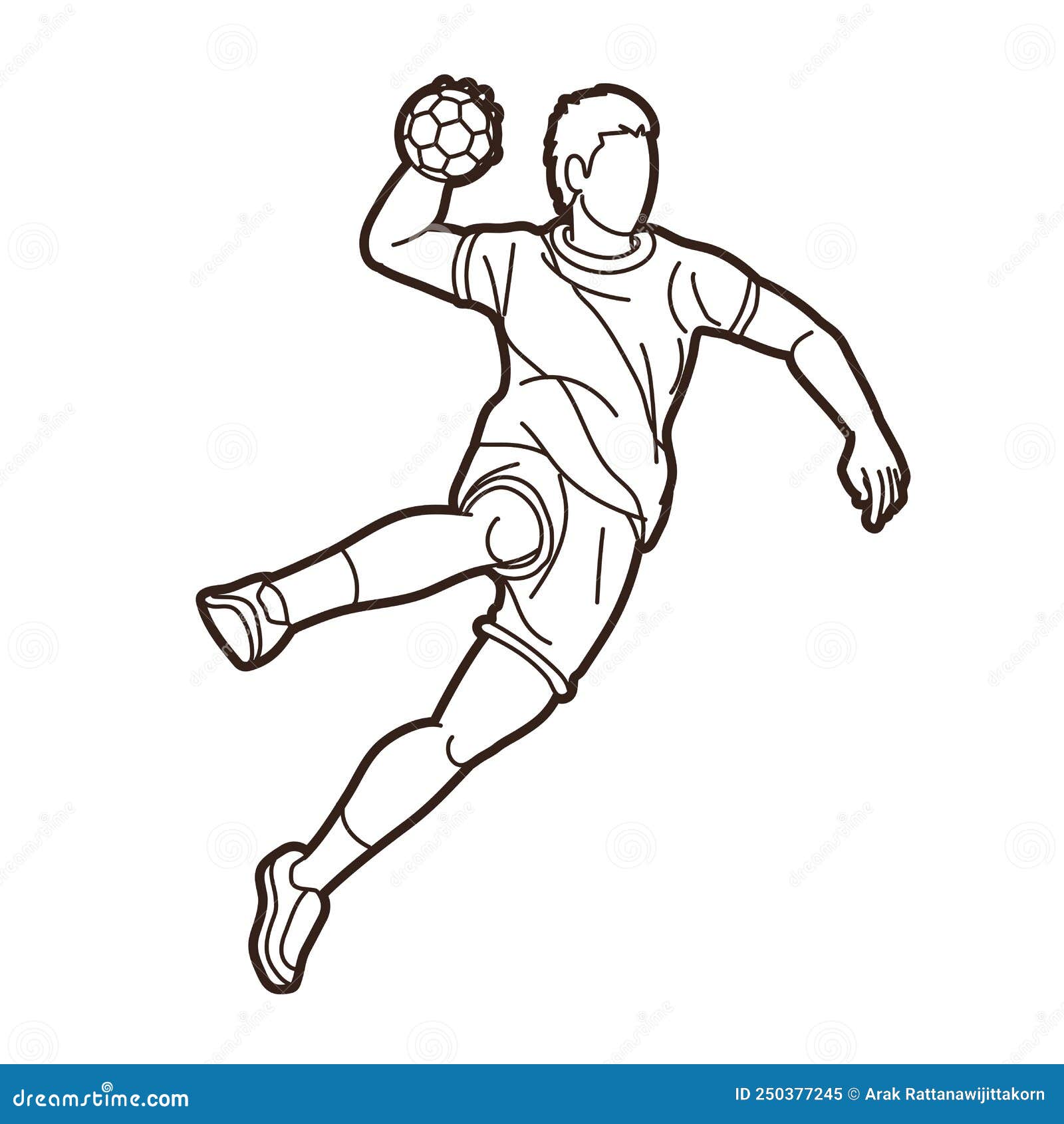 Outline Handball Sport Male Player Action Graphic Vector Stock Vector ...