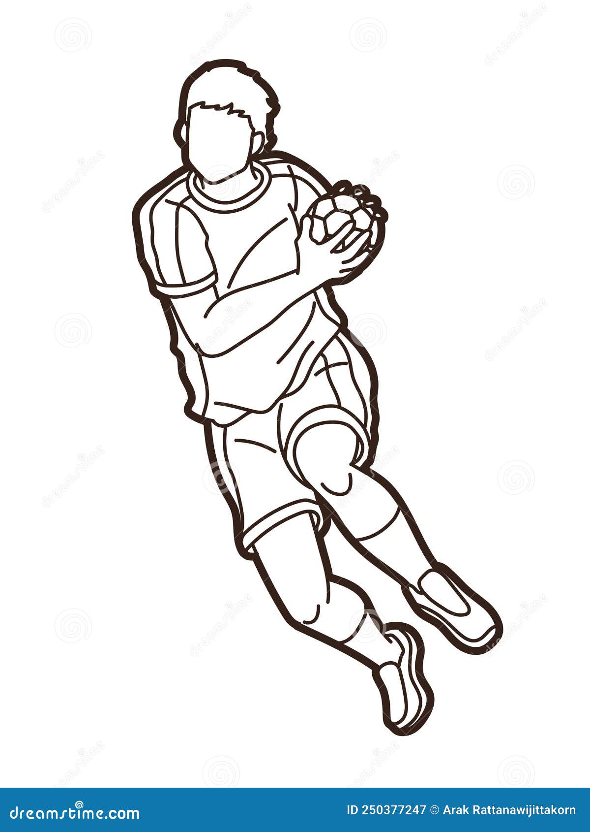 Outline Handball Sport Male Player Action Graphic Vector Stock Vector ...