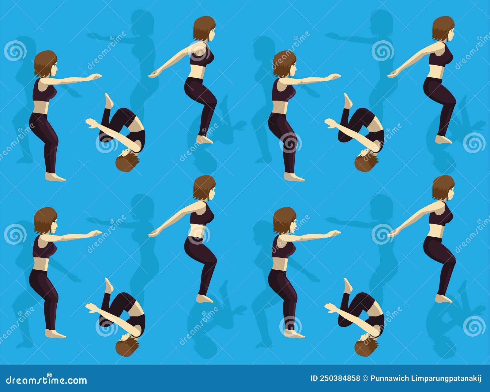 Gymnastic Moves Back Tuck Seamless Wallpaper Background Stock Vector ...