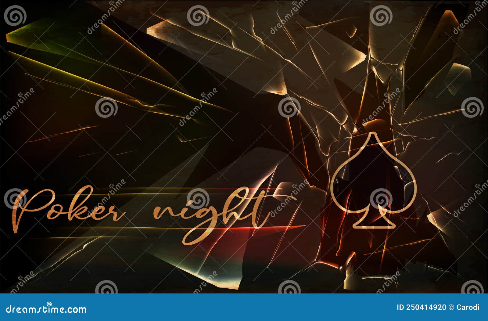 Poker Night Vintage Invitation Card with Spades Symbol, Vector Stock ...