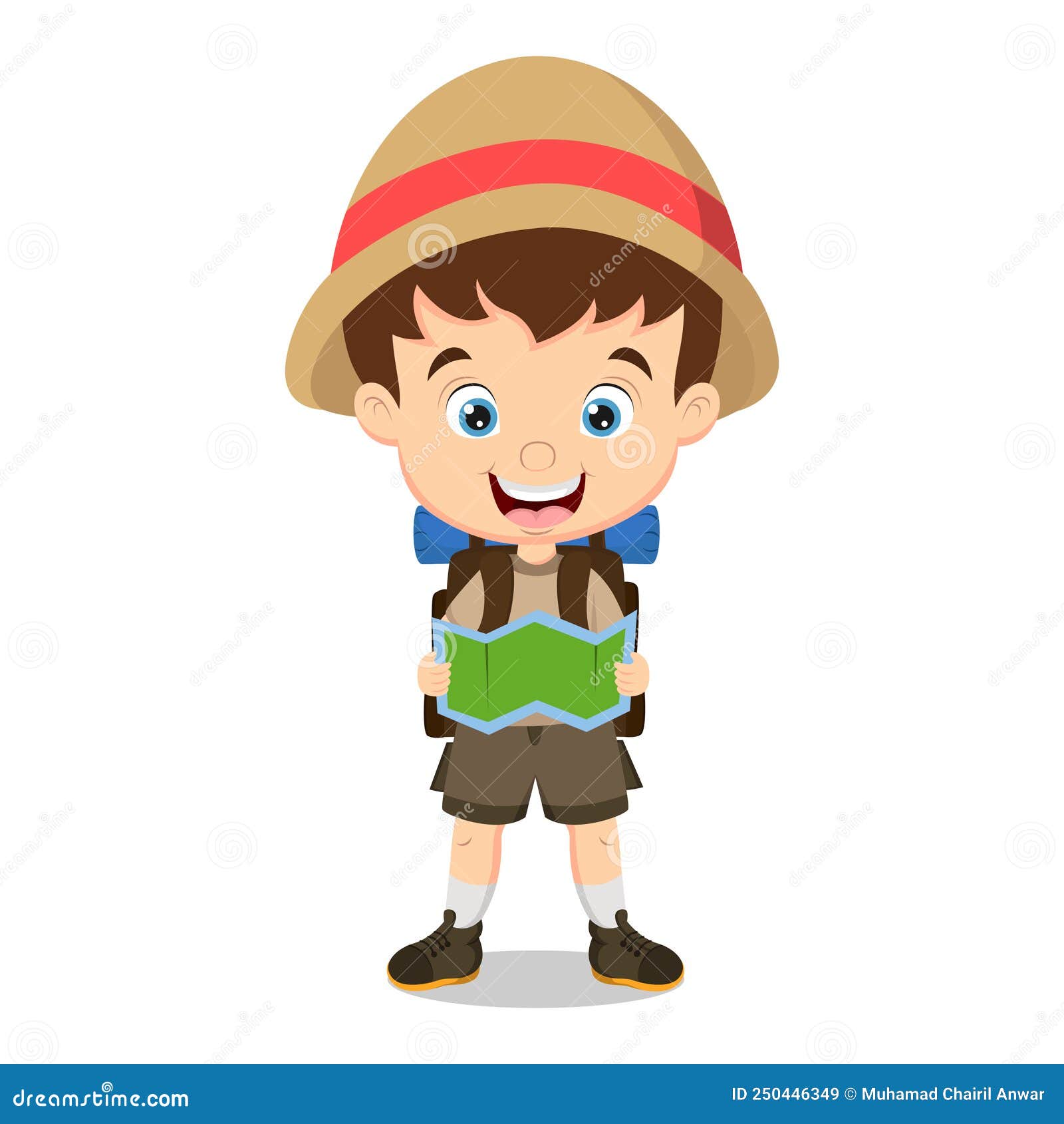 Cartoon Boy Explorer Holding a Map Stock Vector - Illustration of ...