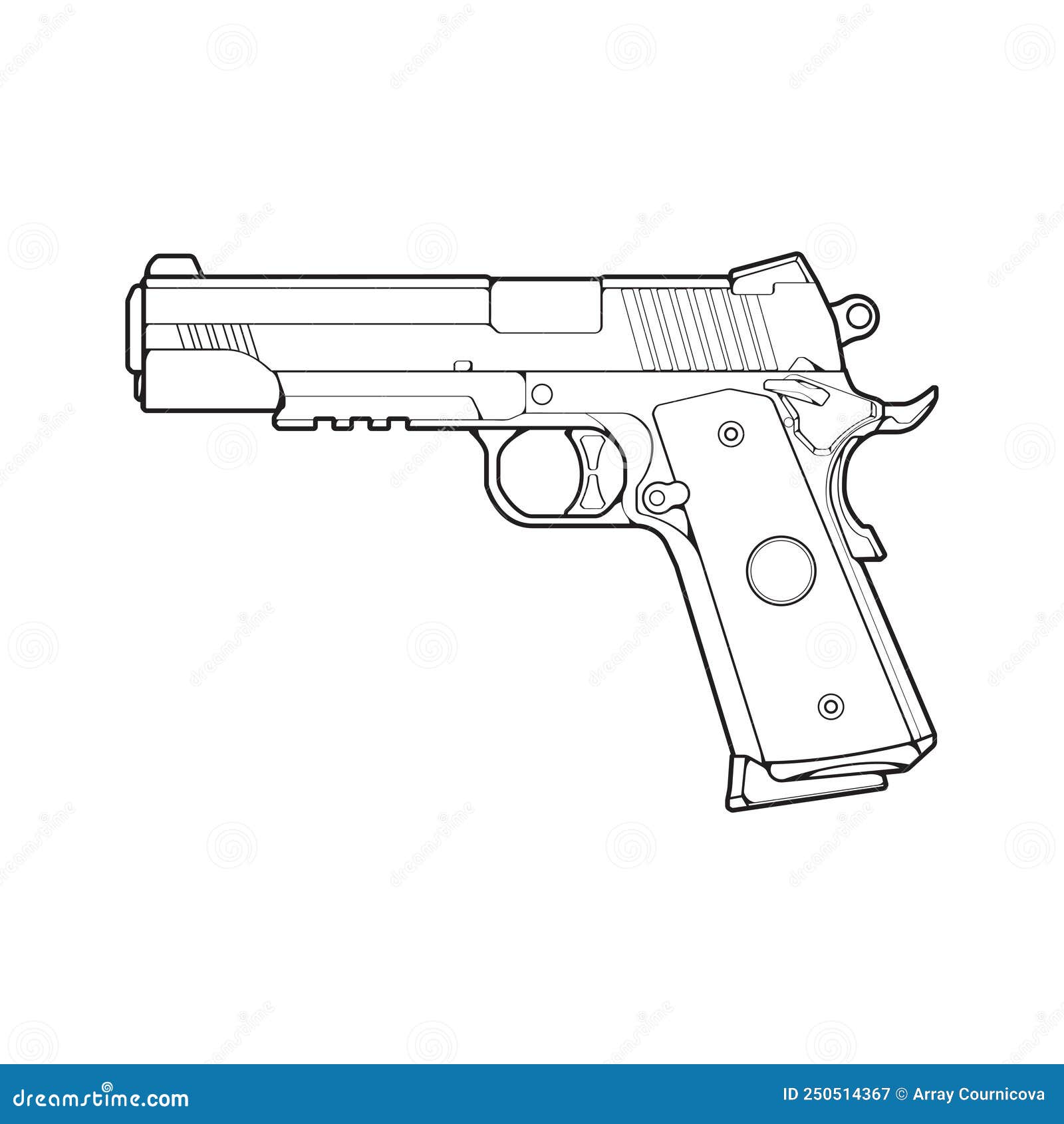 Firearms Line Art Style, Shooting Gun, Weapon Illustration, Vector Line ...