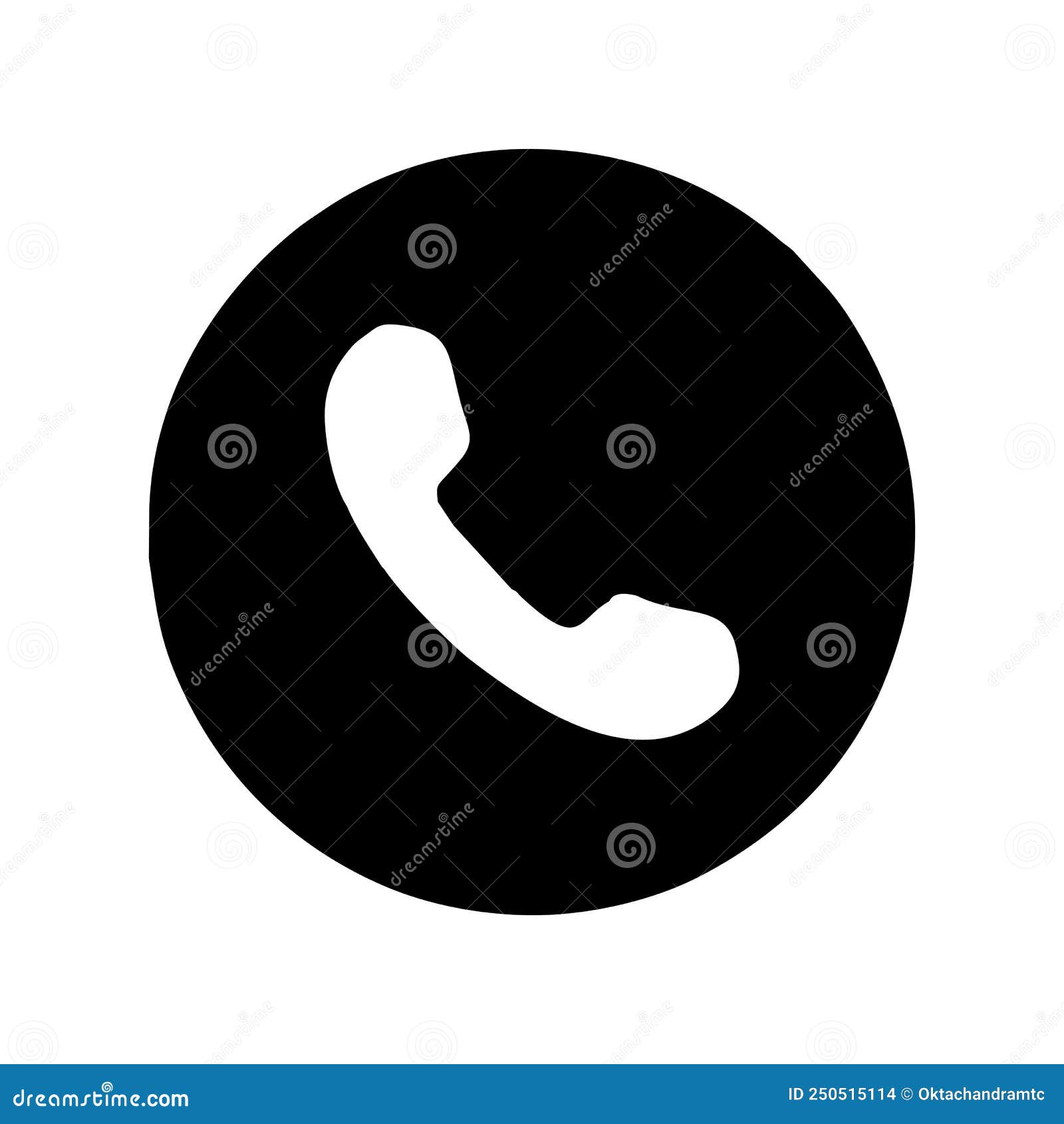 Phone Call Vector Icon. Style is One Color Flat Round Symbol, Black ...
