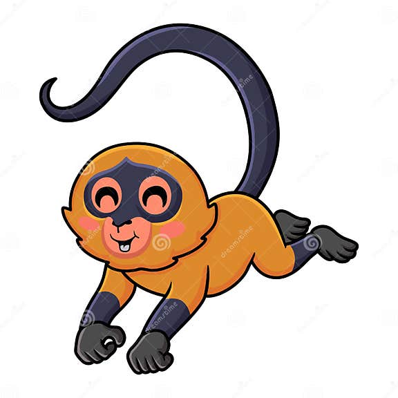 Cute Spider Monkey Cartoon Jumping Stock Vector - Illustration of ...