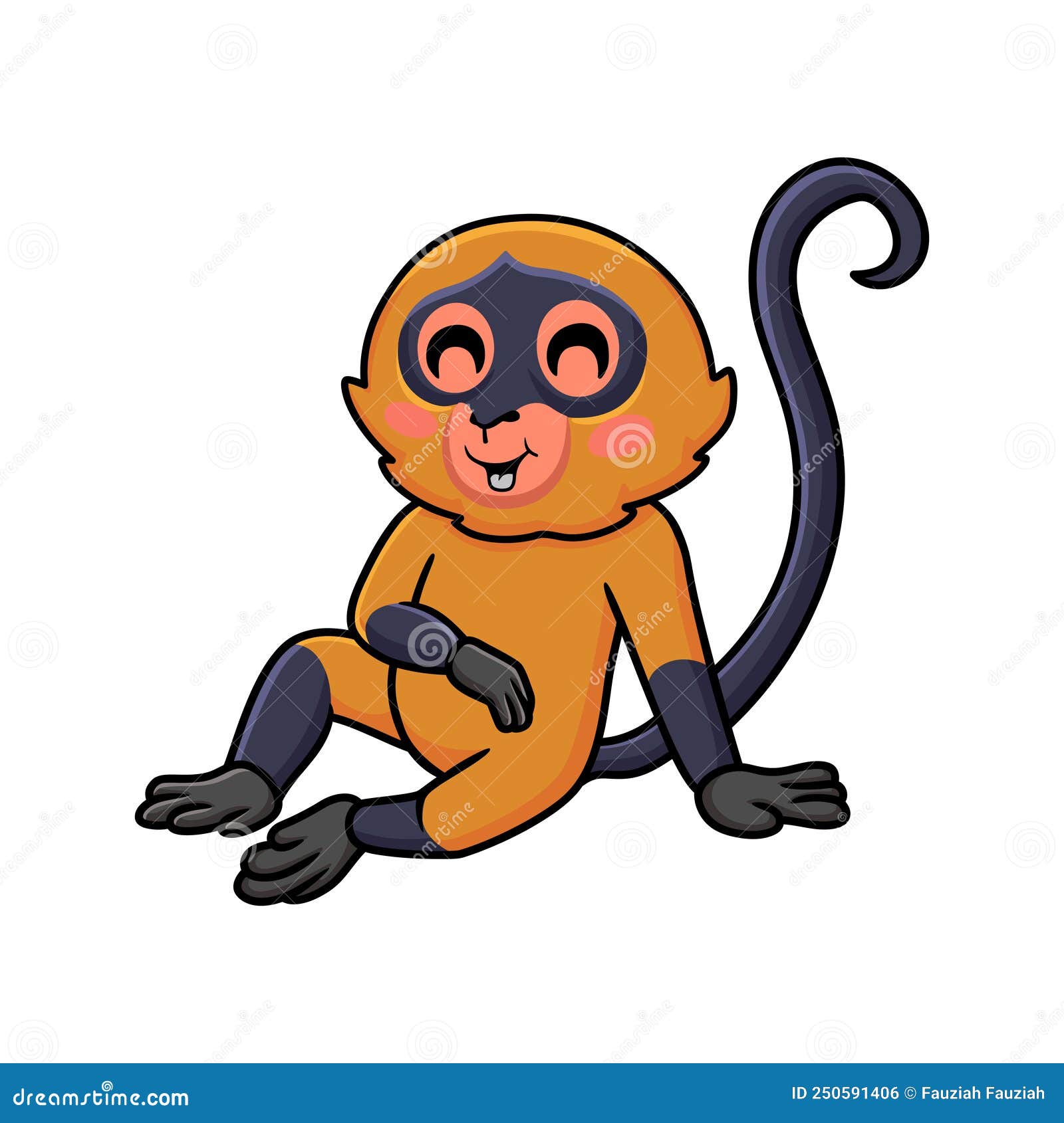 Cute Spider Monkey Cartoon Sitting Stock Vector - Illustration of ...