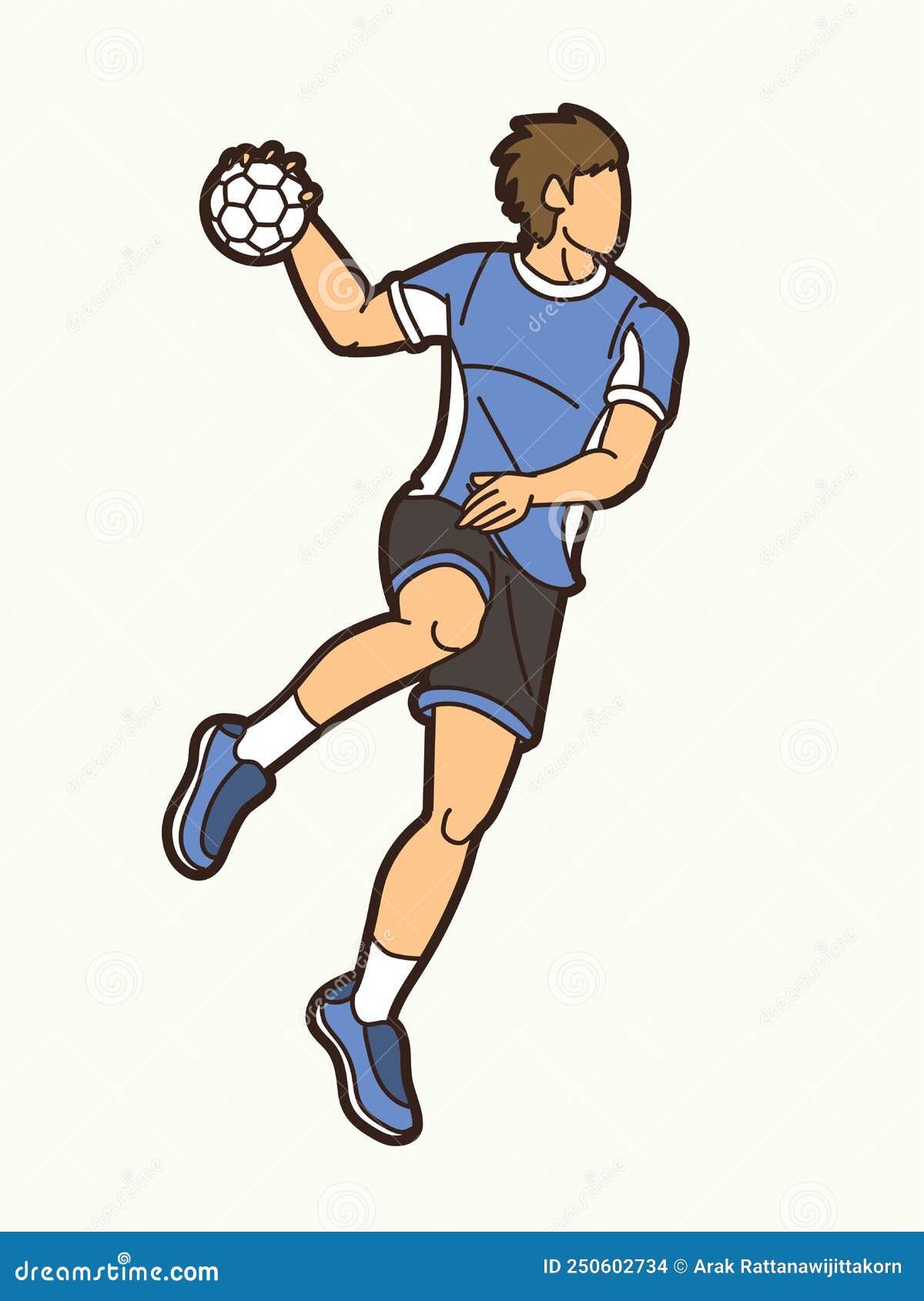 Handball Sport Male Player Action Cartoon Graphic Vector Stock Vector ...