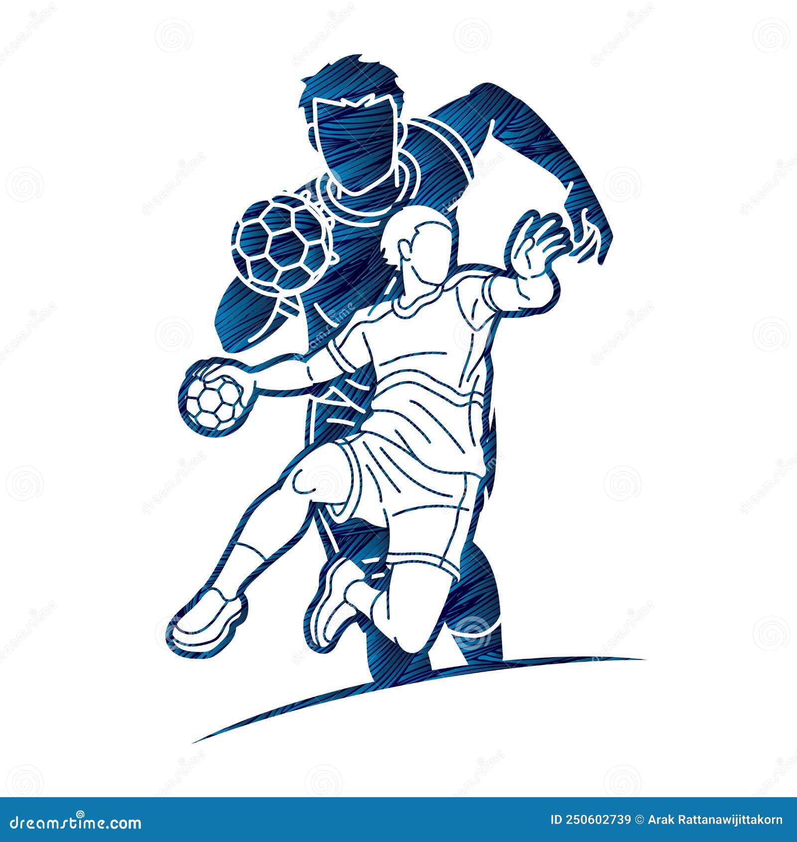 Group of Handball Sport Men Players Action Cartoon Graphic Vector Stock ...