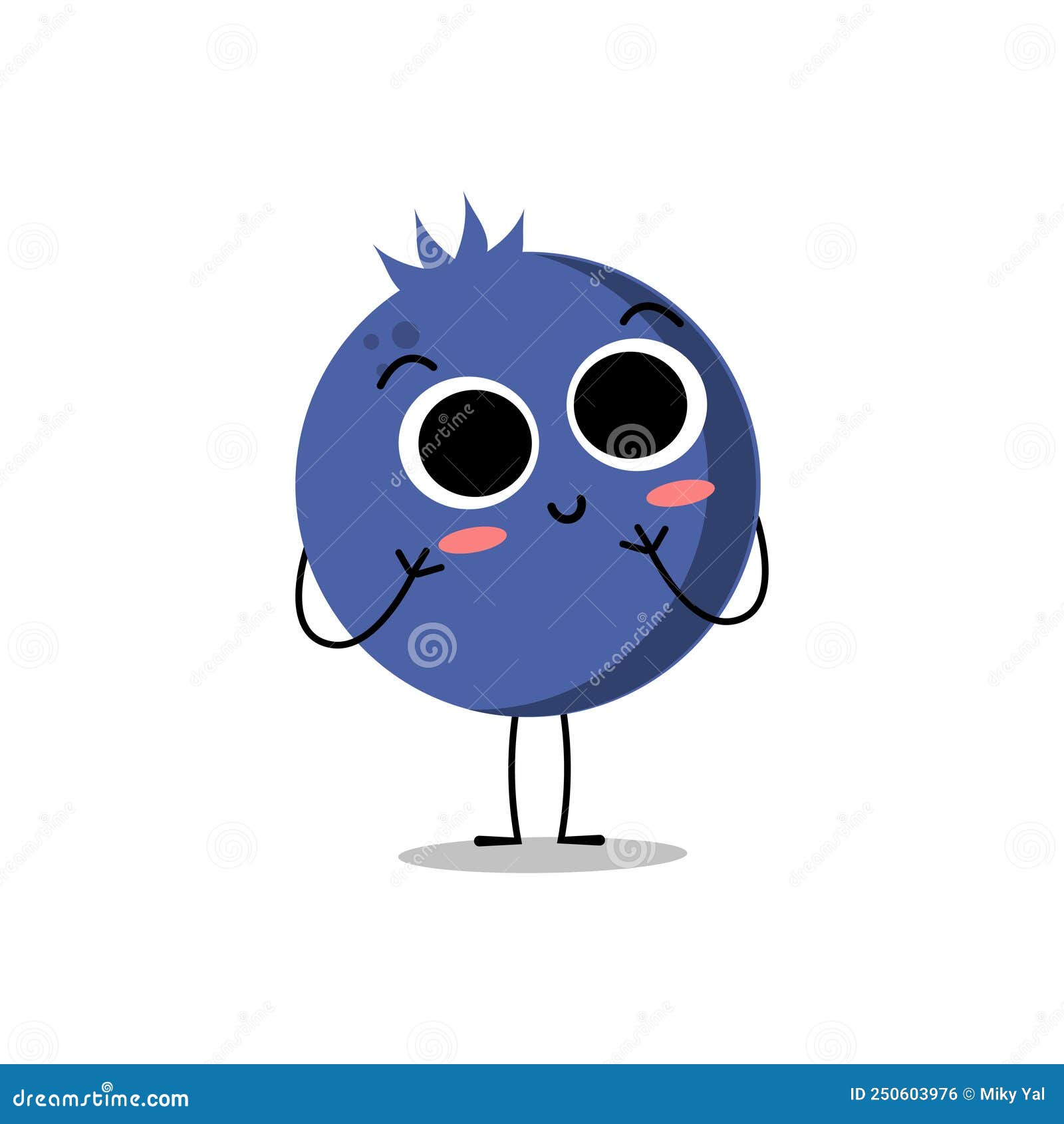 Blueberry. Cute Cartoon Berry Vector Character Set Isolated on White ...