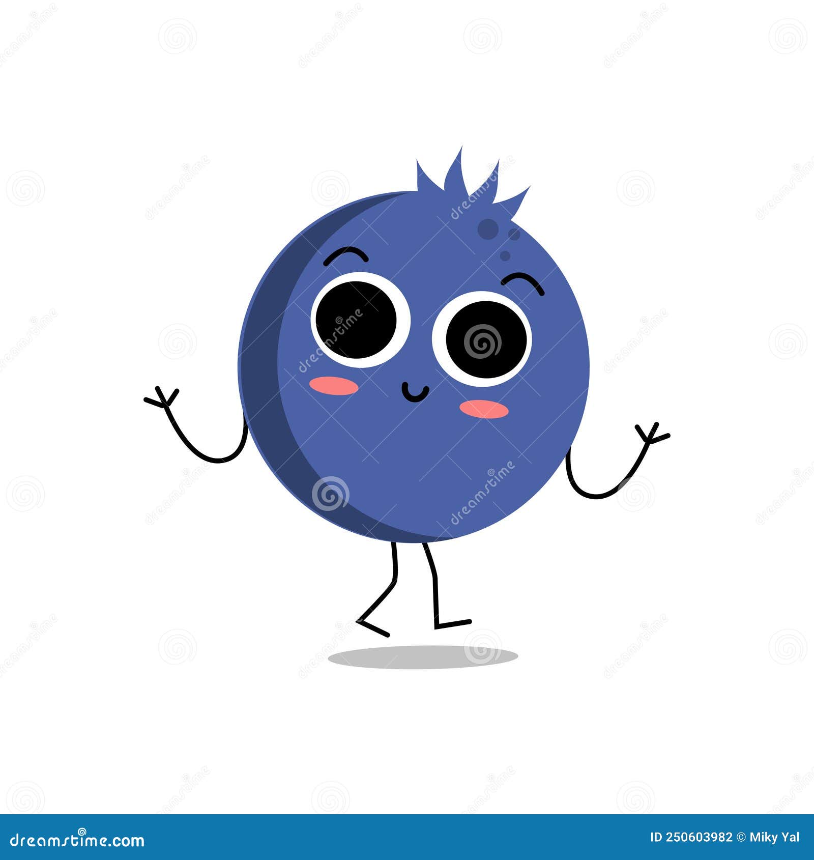 Blueberry. Cute Cartoon Berry Vector Character Set Isolated on White ...