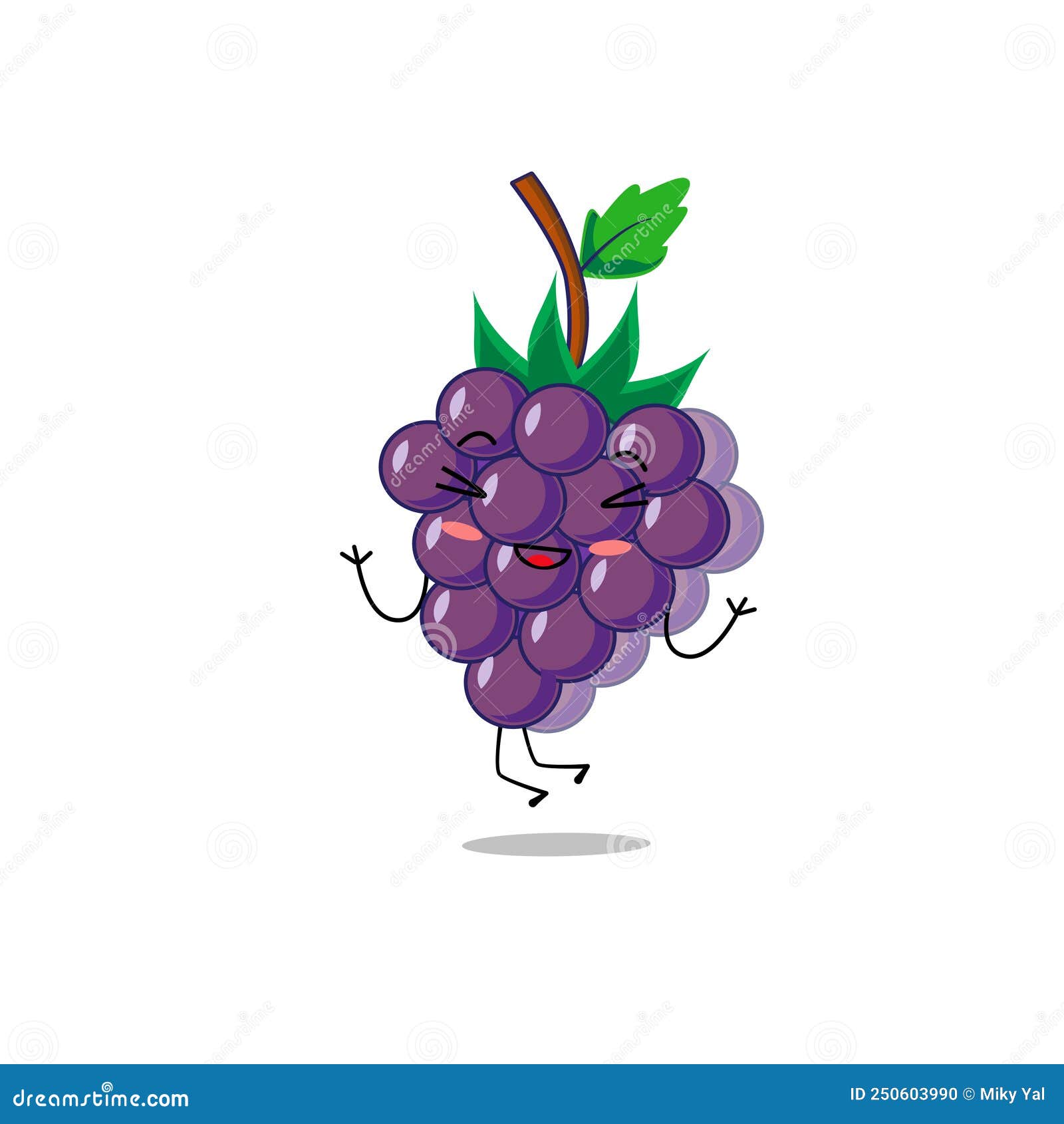 Cute Vector Grape Fruit Character in Different Action Emotion ...