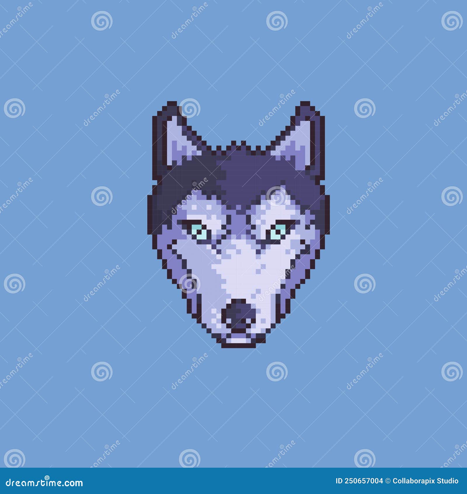 Pixel Art Husky Dog Face and Head Icon Illustration Stock Vector ...