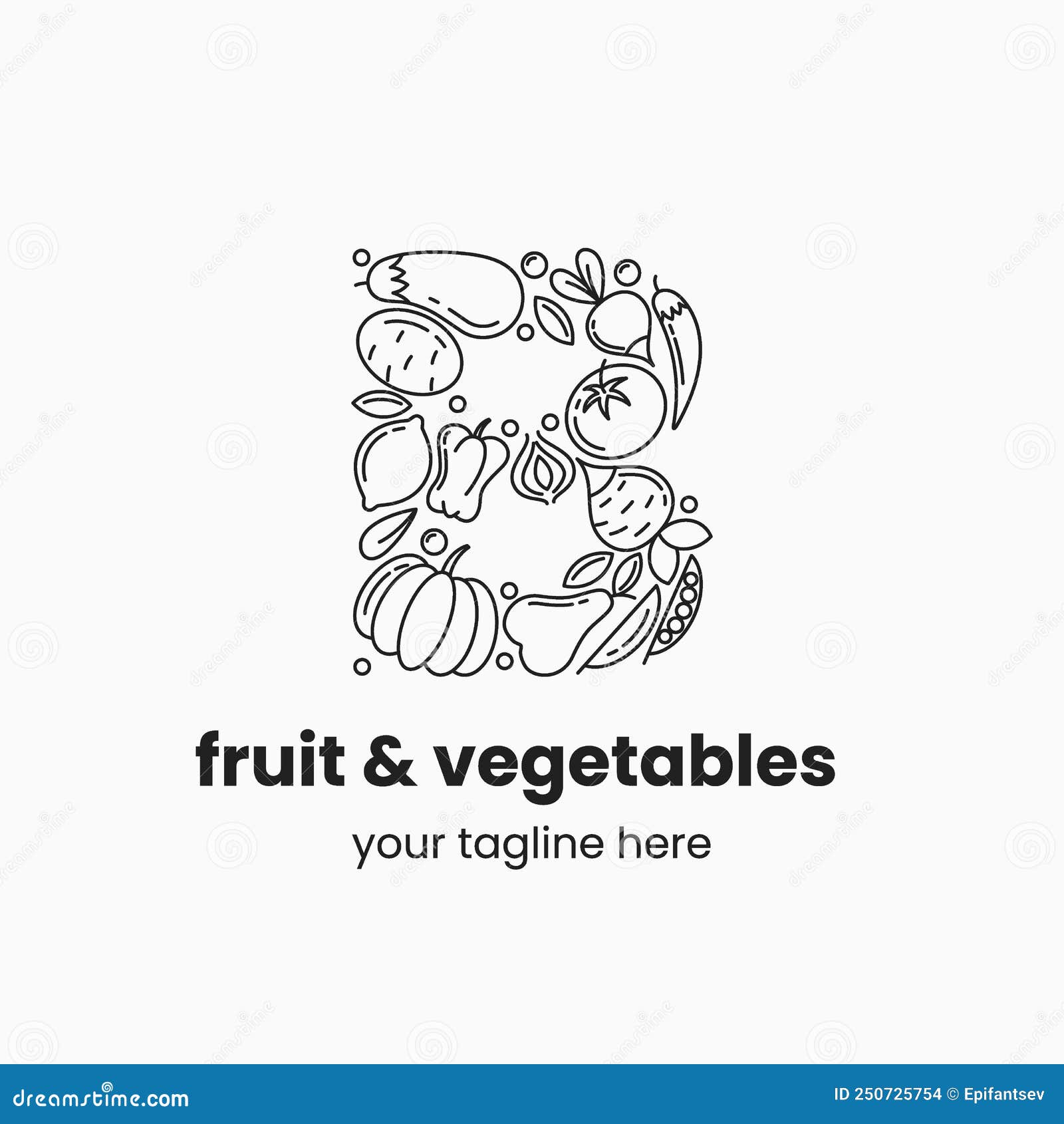 Letter B Made of Fruit and Vegetables. Organic Food Logo Concept Stock ...