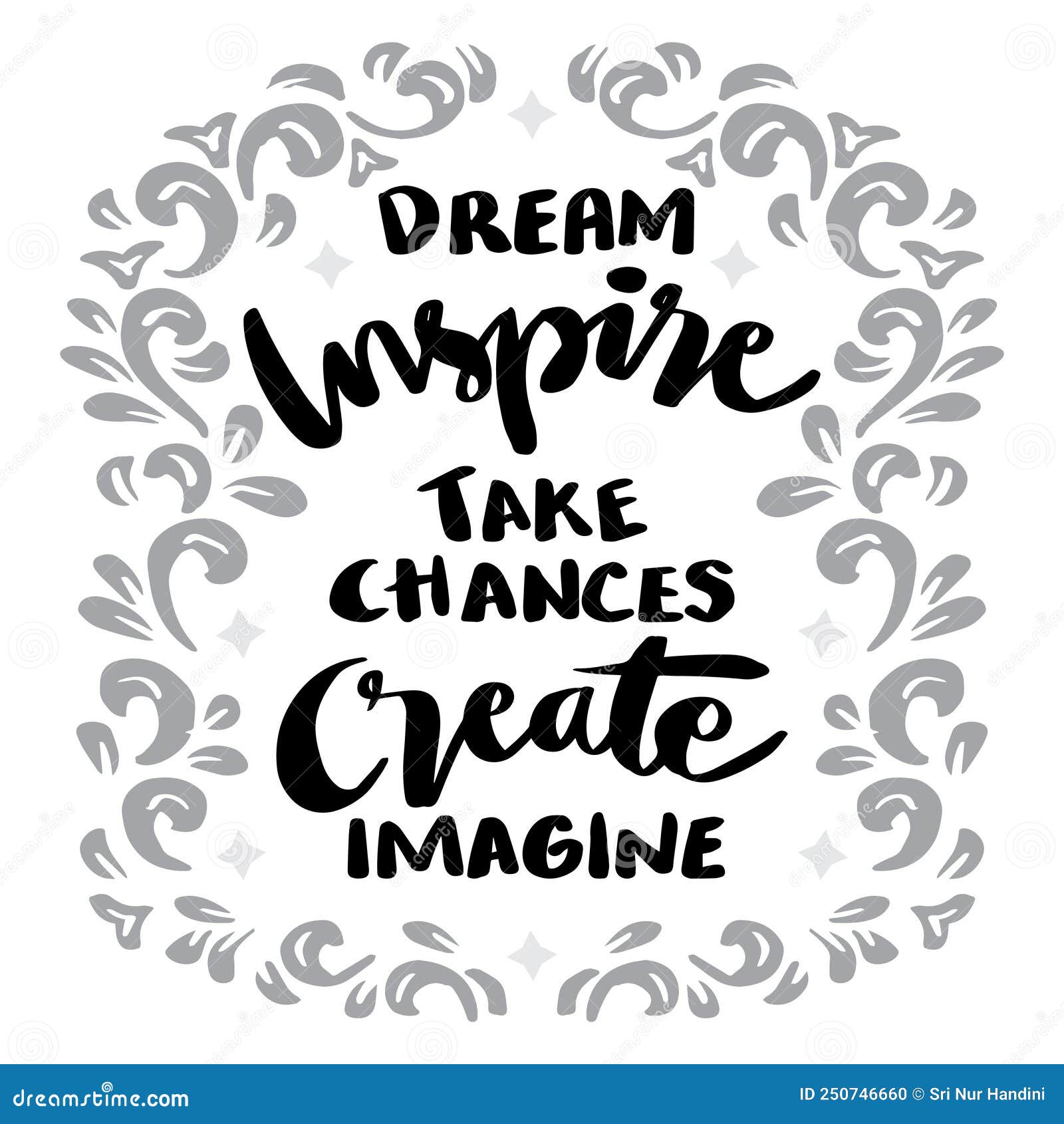 365 New Chances Lettering Framed In Star Tree Toy. Hand Drawn ...