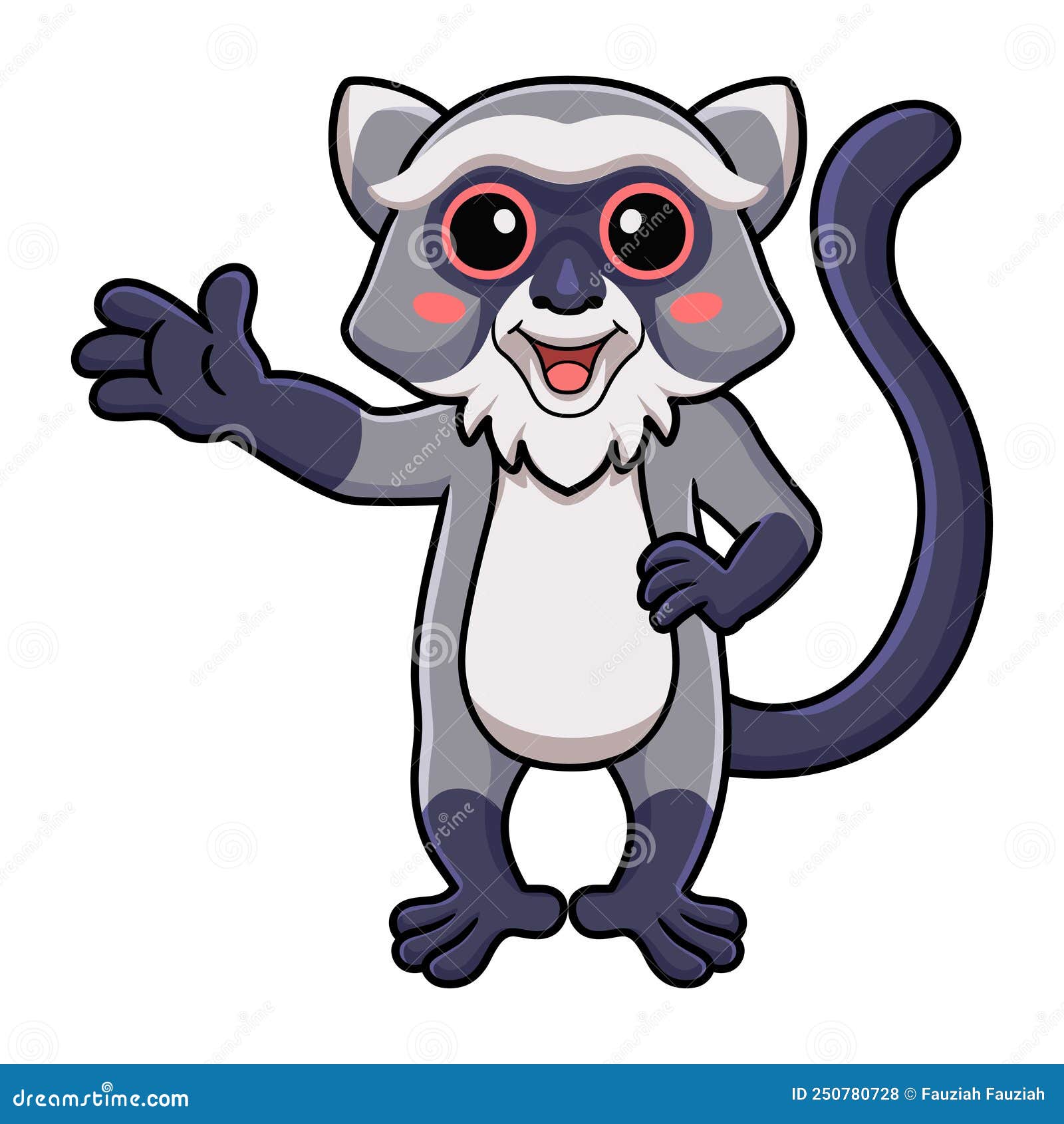 Cute Samango Monkey Cartoon Waving Hand Stock Vector - Illustration of ...