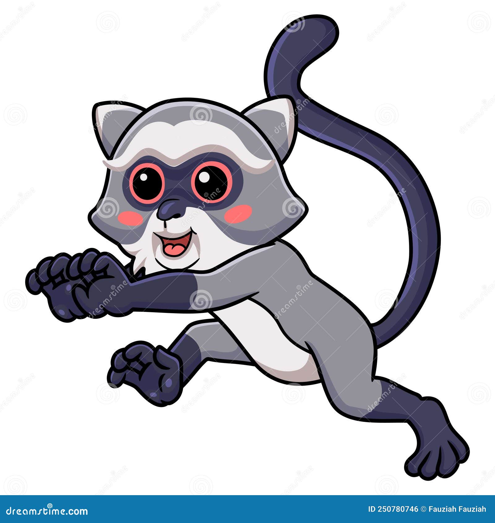 Cute Samango Monkey Cartoon Running Stock Vector - Illustration of ...