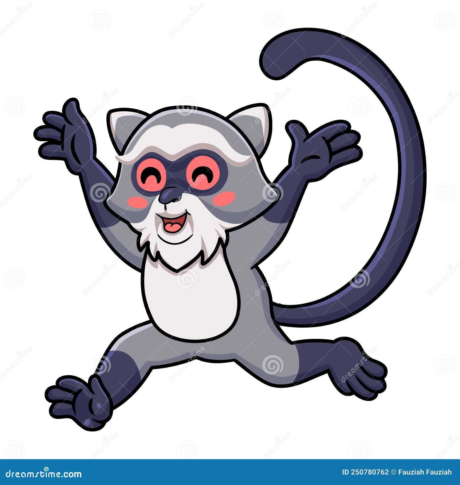 Cute Samango Monkey Cartoon Running Stock Vector - Illustration of ...