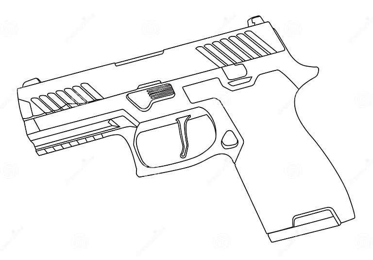 Gun Outline Drawing in Eps10 Stock Vector - Illustration of weapon ...