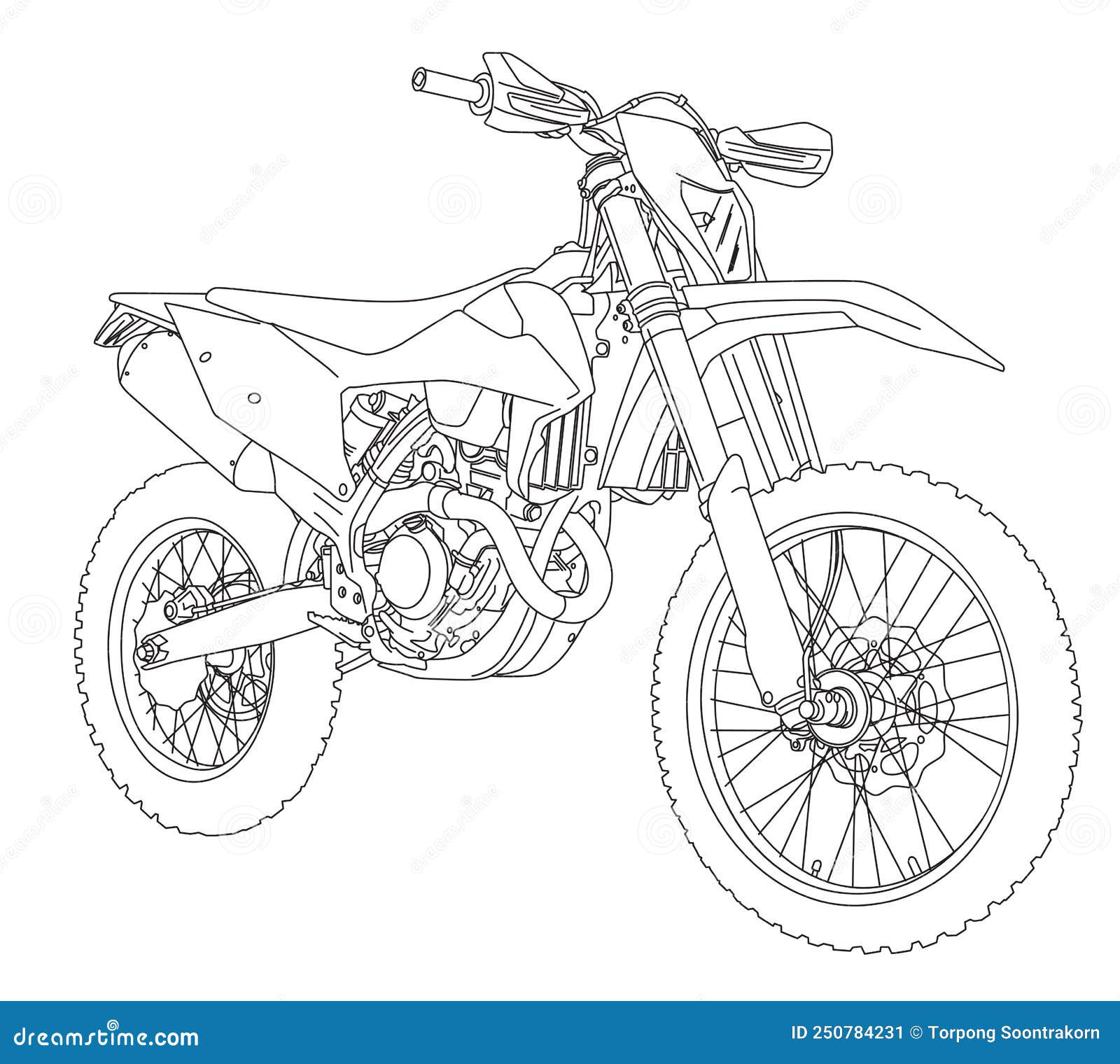 Motobike Outline Drawing in Eps10 Stock Vector - Illustration of ...