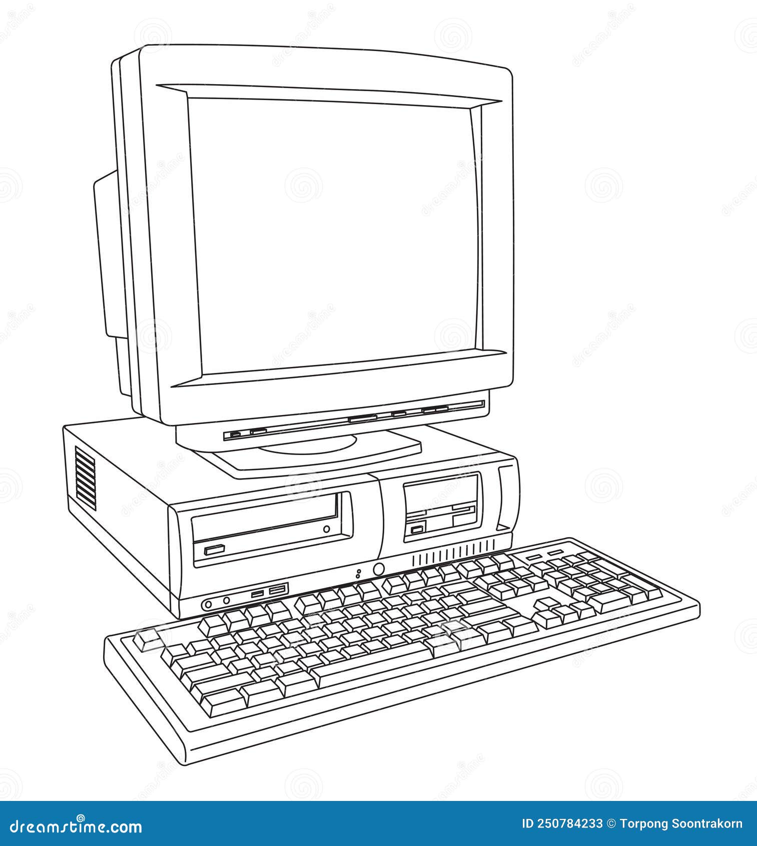 Computer Outline Drawing in Eps10 Stock Vector - Illustration of laptop ...