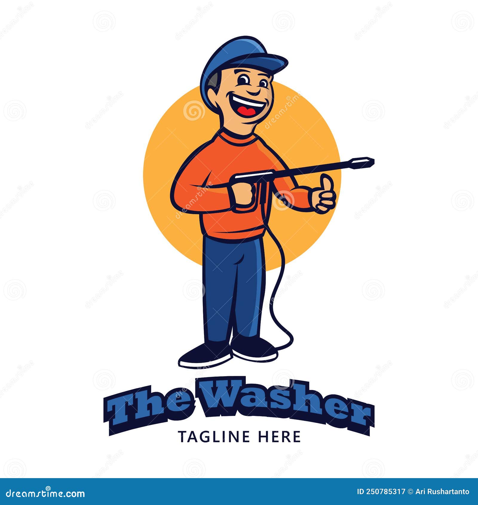 Washer Pressure Mascot Character in Retro Cartoon Style Logo Design ...
