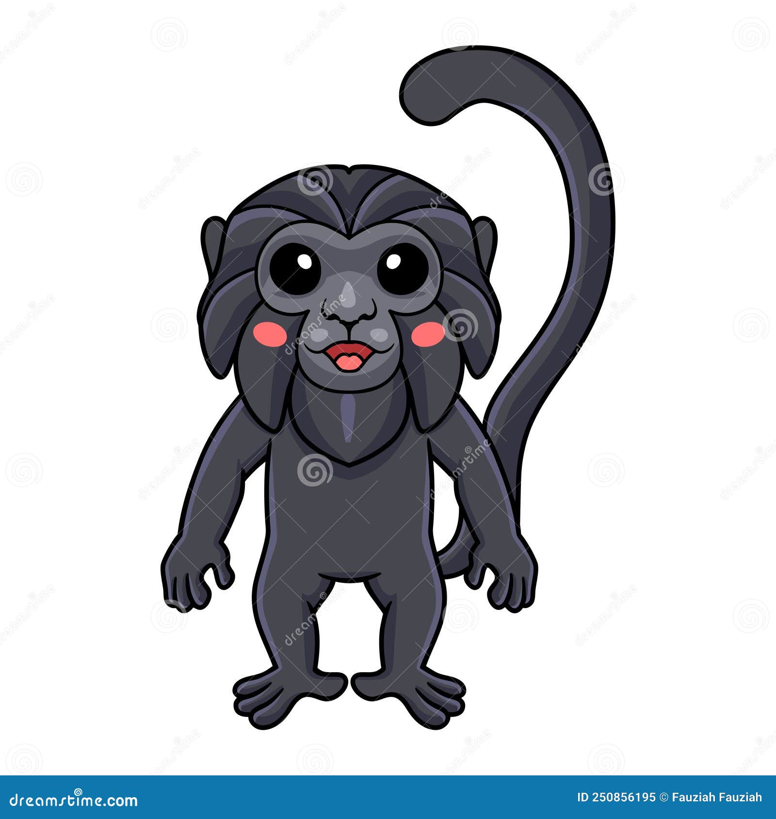 Cute Goeldi`s Monkey Cartoon Standing Stock Vector - Illustration of ...