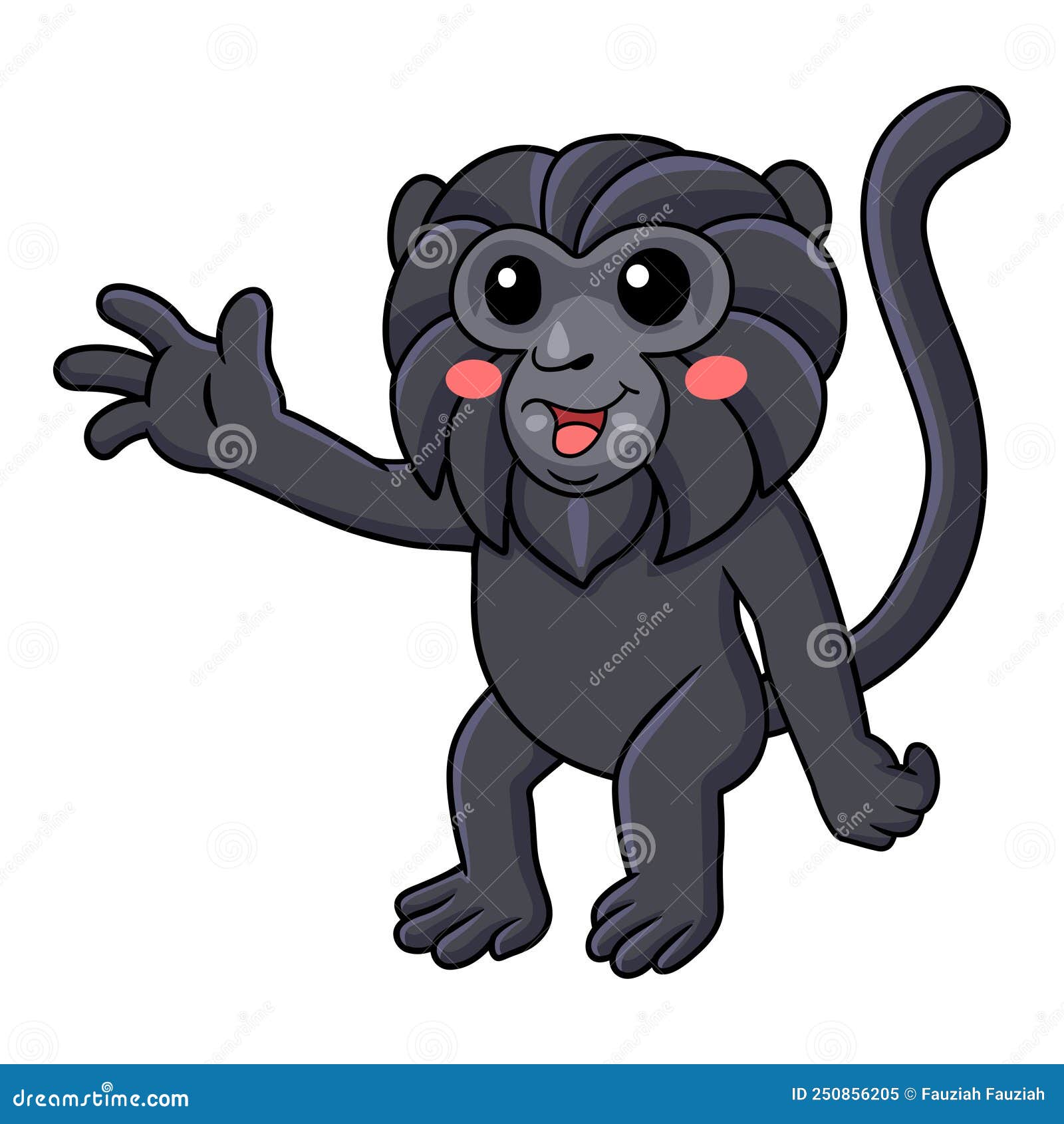 Cute Goeldi`s Monkey Cartoon Waving Hand Stock Vector - Illustration of ...
