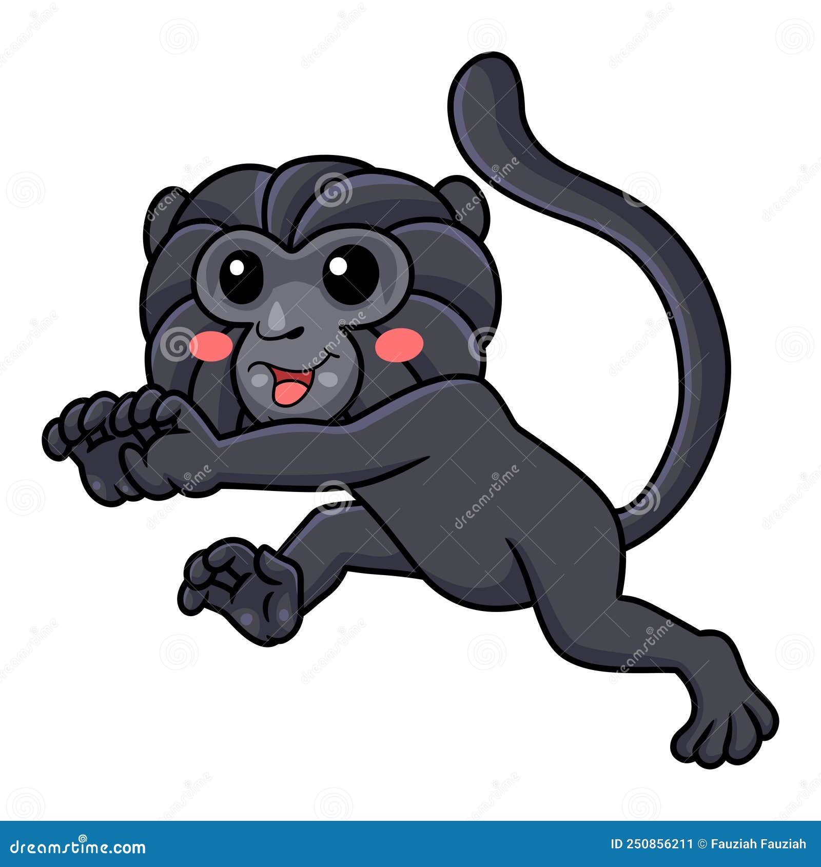 Cute Goeldi`s Monkey Cartoon Running Stock Vector - Illustration of ...