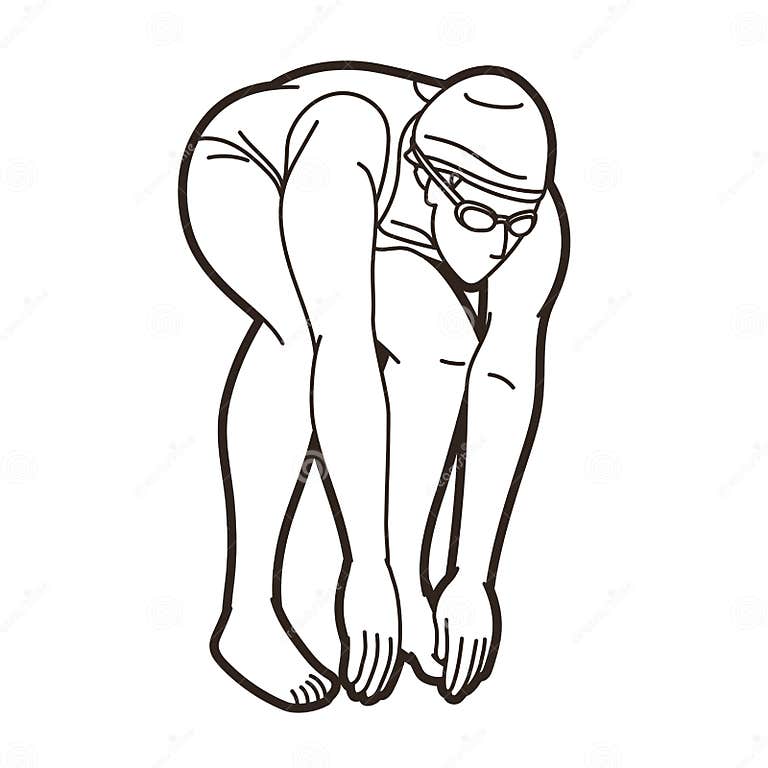 Swimming Sport Female Swimmer Action Cartoon Graphic Vector Stock ...