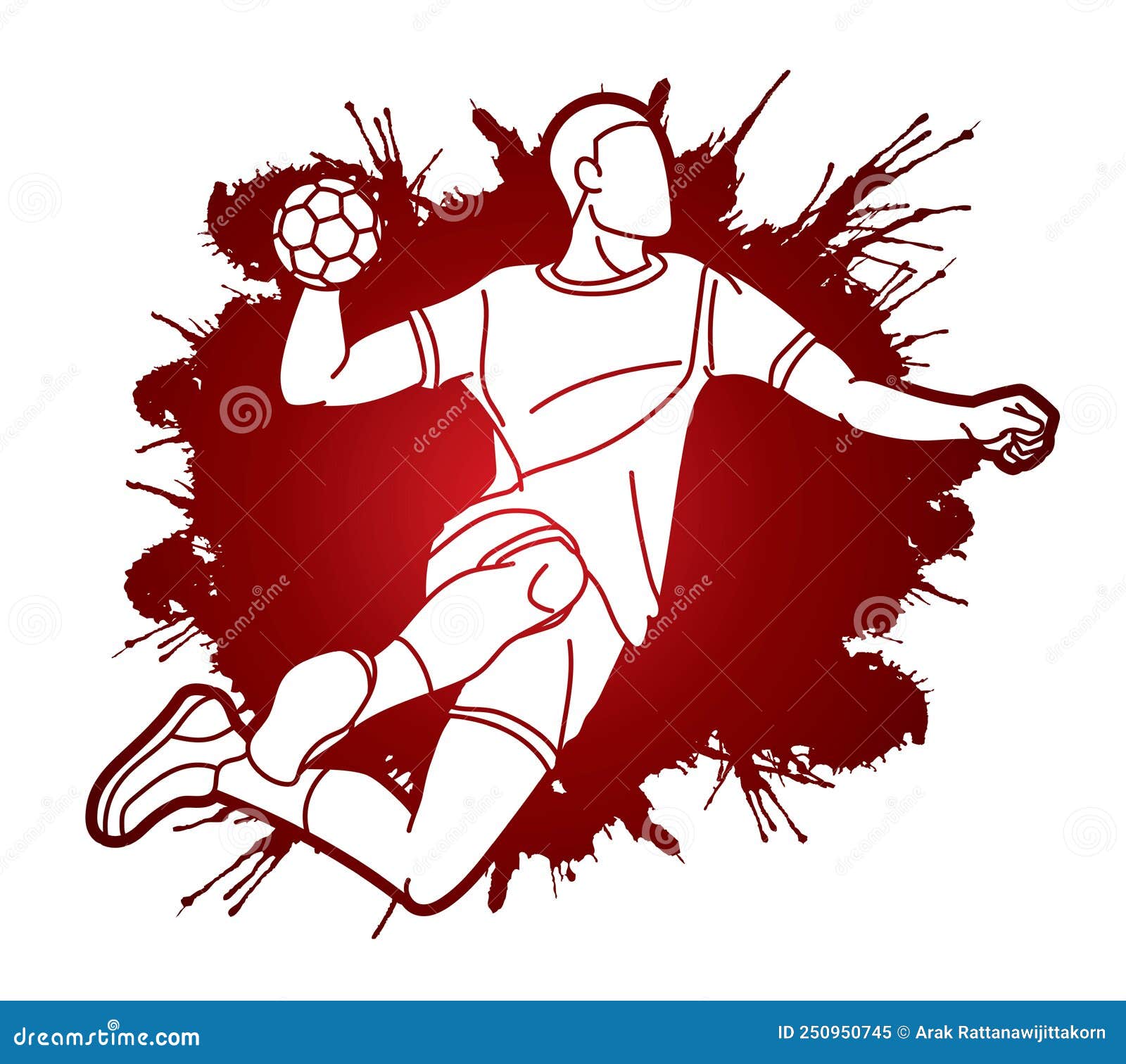 Handball Sport Male Player Action Cartoon Graphic Vector Stock Vector ...