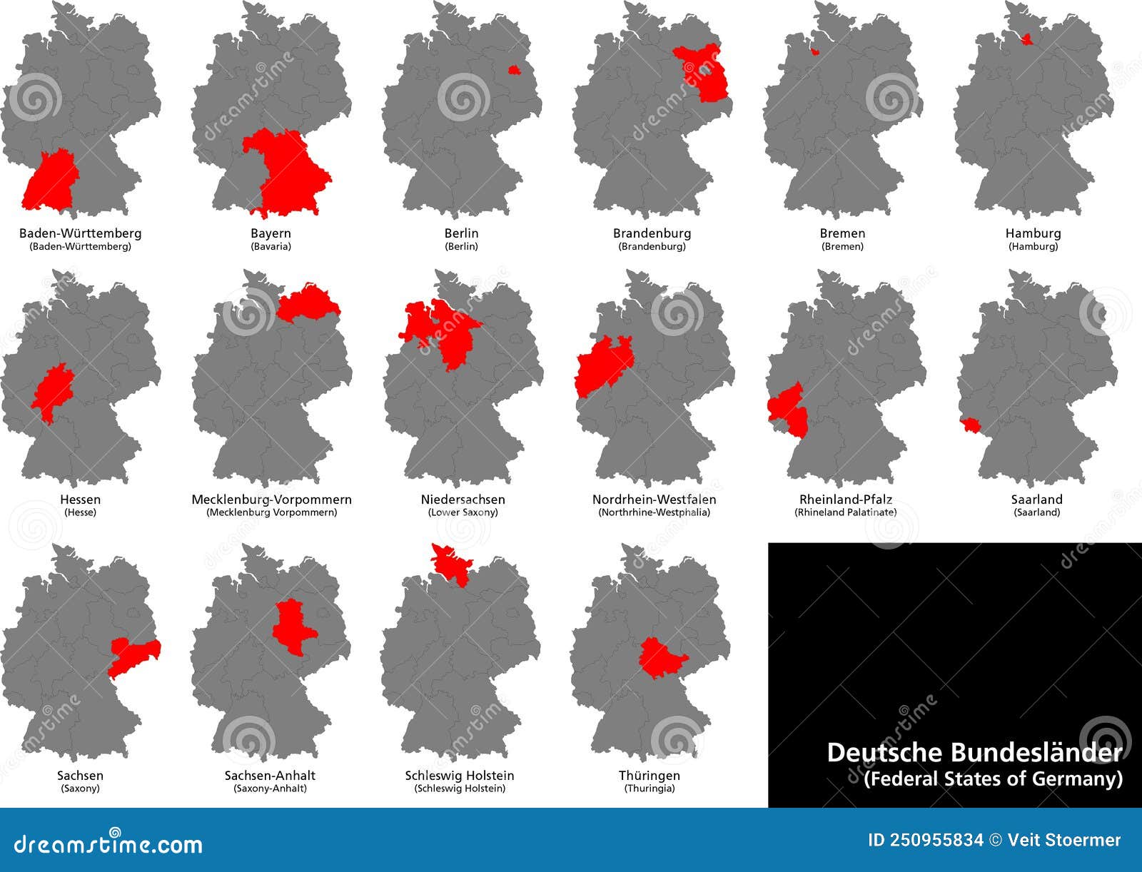 Vector Map of Germany with All States Stock Vector - Illustration of ...
