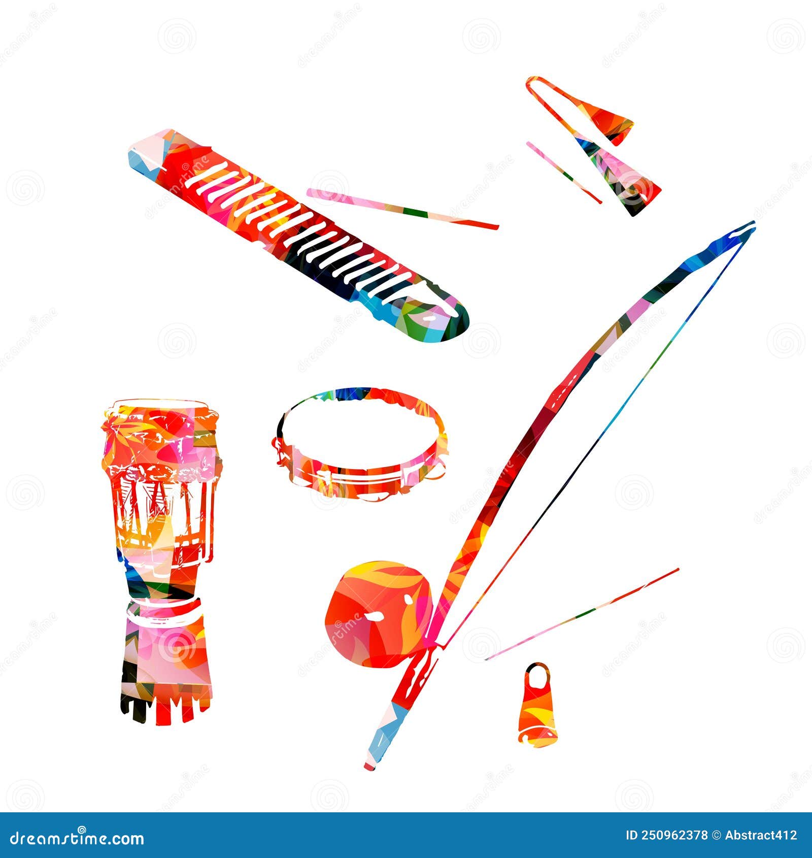 Brazilian Capoeira Musical Instruments Collection, Colorful Ethnic ...