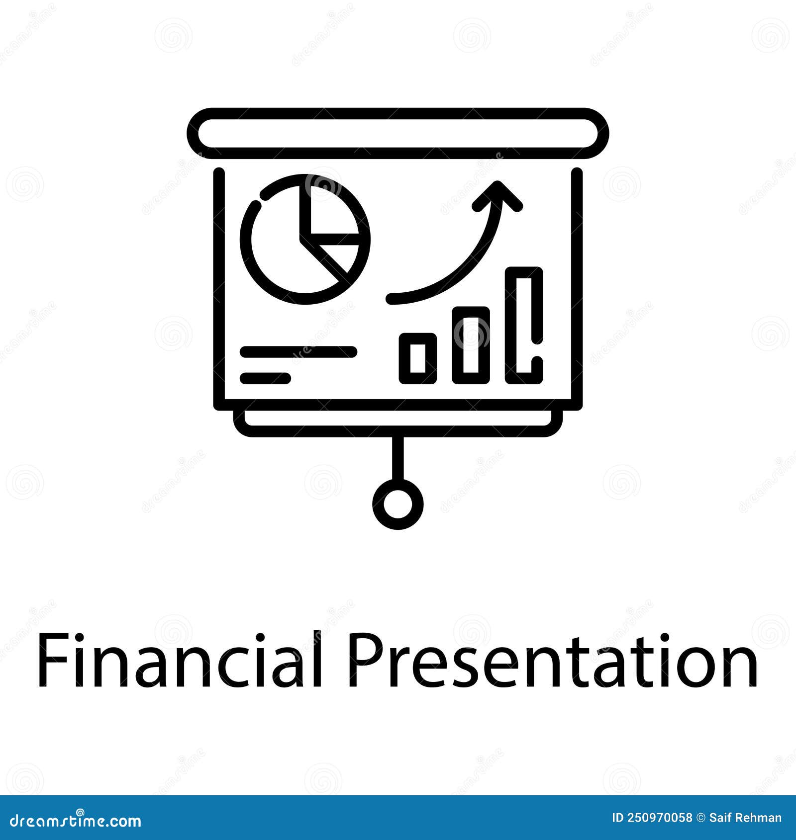 Financial Presentation Vector Outline Icon Design Illustration. Stock ...