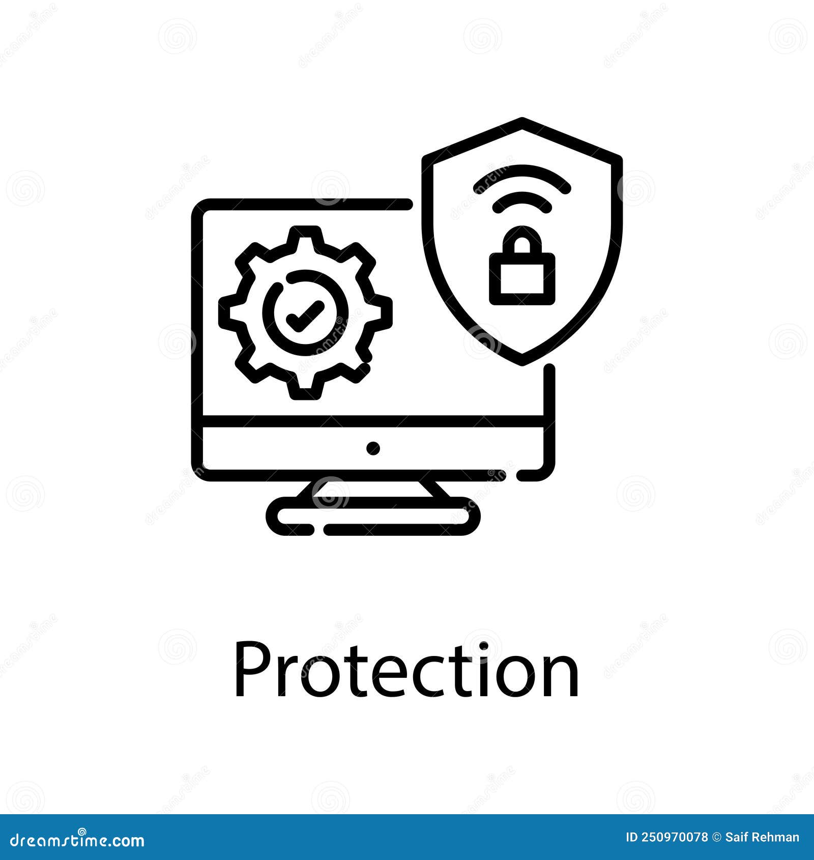 Protection Vector Outline Icon Design Illustration Stock Vector ...