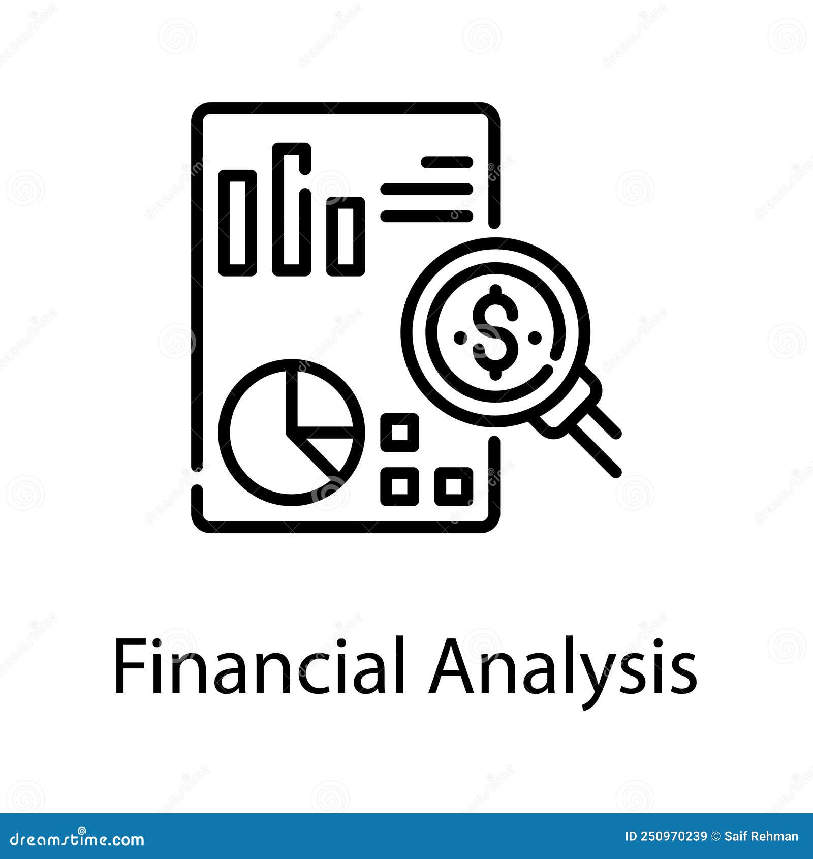 Financial Analysis Vector Outline Icon Design Illustration. Stock ...