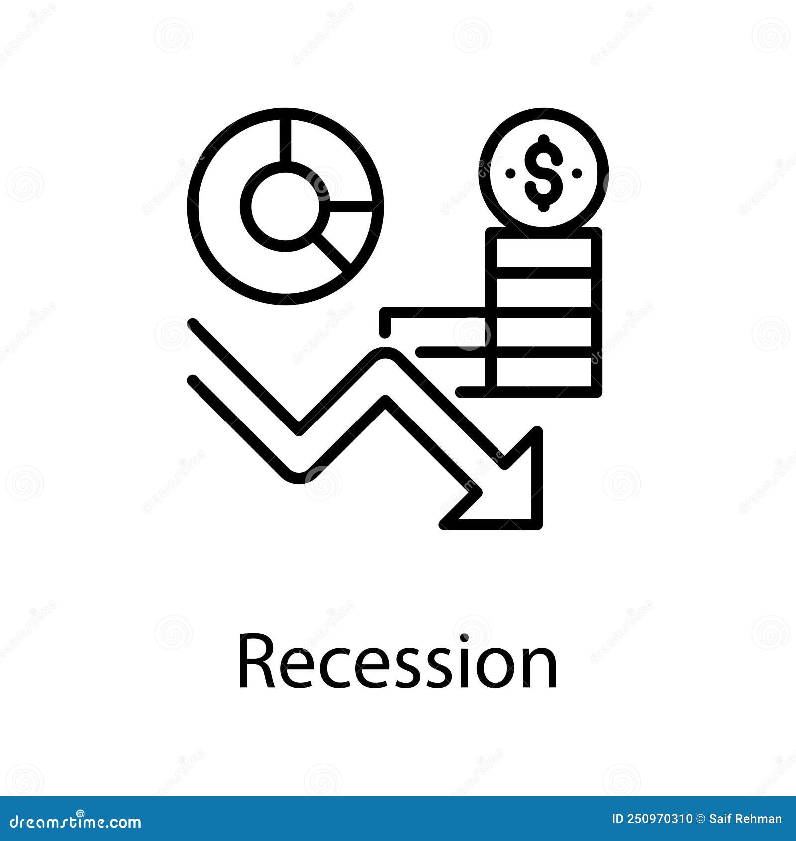 Recession Vector Outline Icon Design Illustration. Stock Vector ...