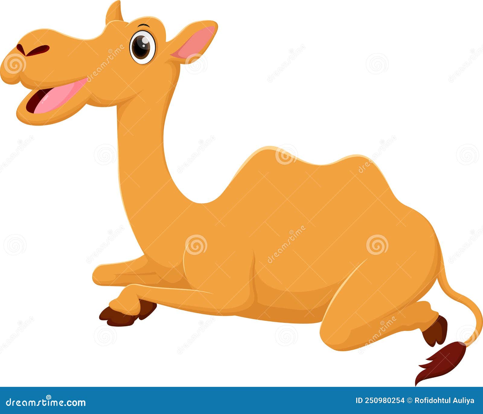 Camel Sitting With A Saddle. Raster Illustration In Flat Cartoon Style ...