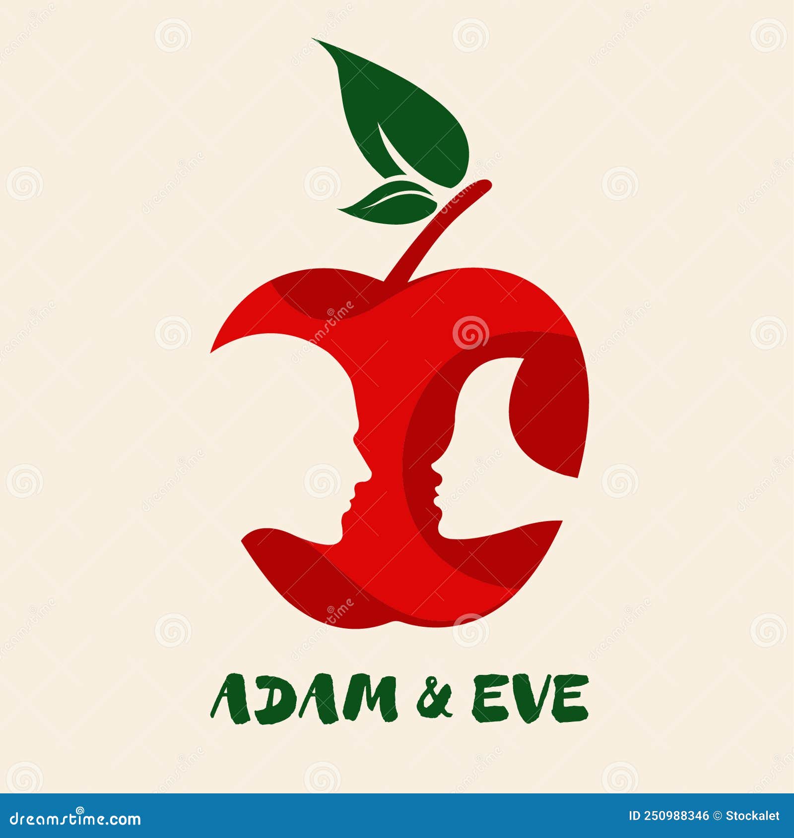 Couple Portrait in an Apple Shape Logo Stock Vector - Illustration of ...