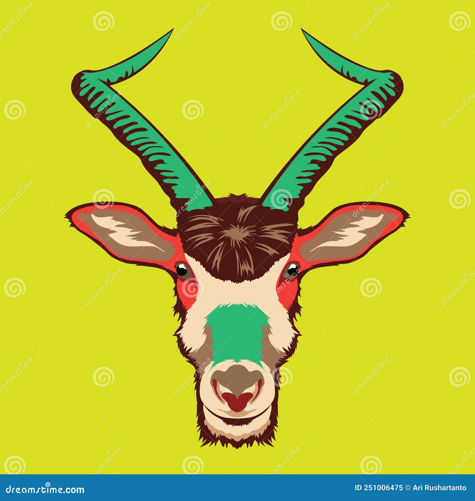Addax Face Vector Illustration In Cute Cartoon Style Design ...