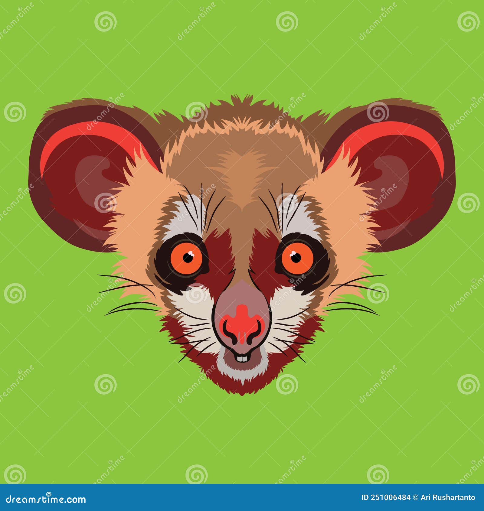 Aye Aye Face Vector Illustration in Cute Cartoon Style Stock Vector ...