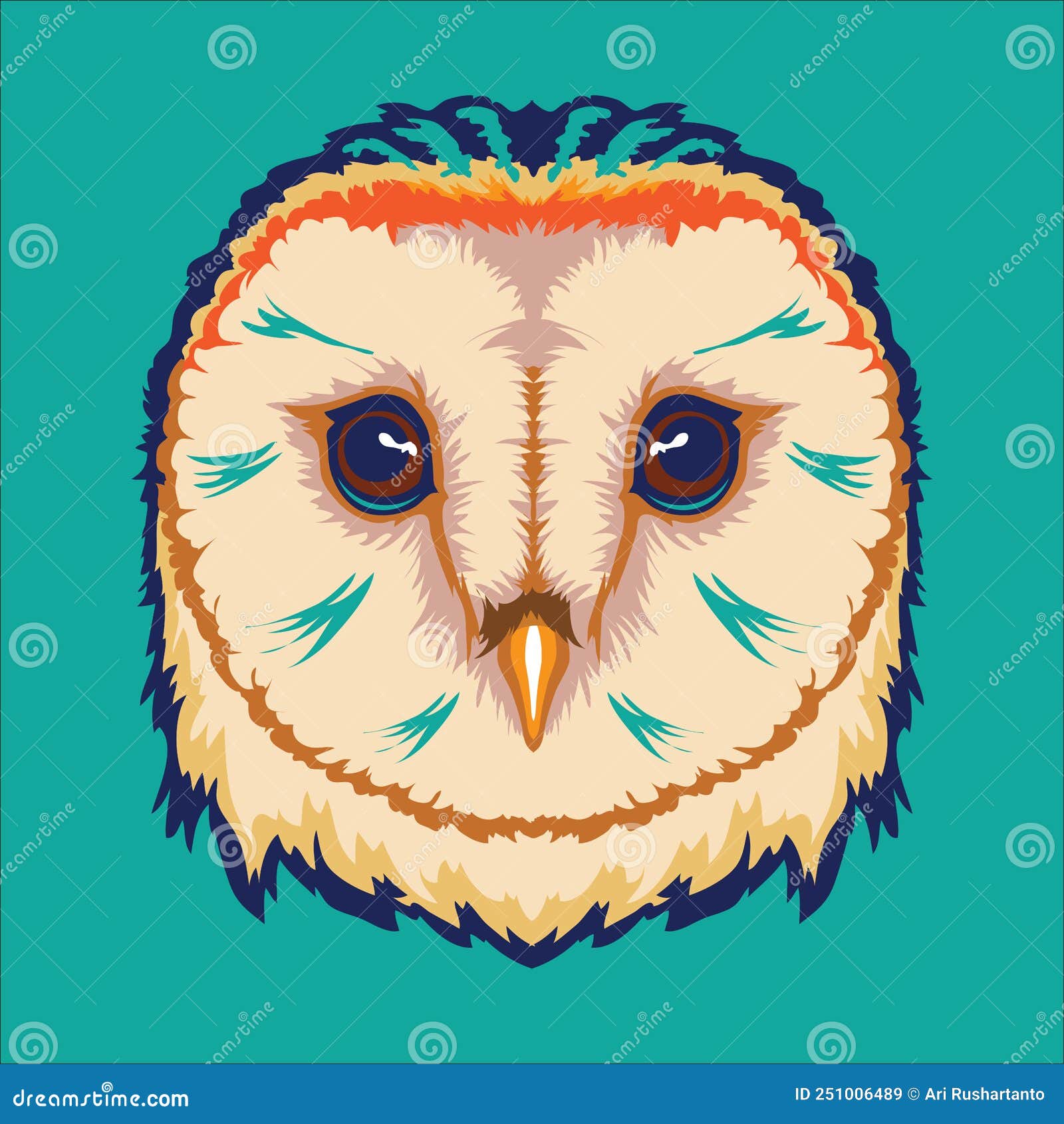 Cute Barn Owl Face Vector Illustration in Decorative Style Stock Vector ...