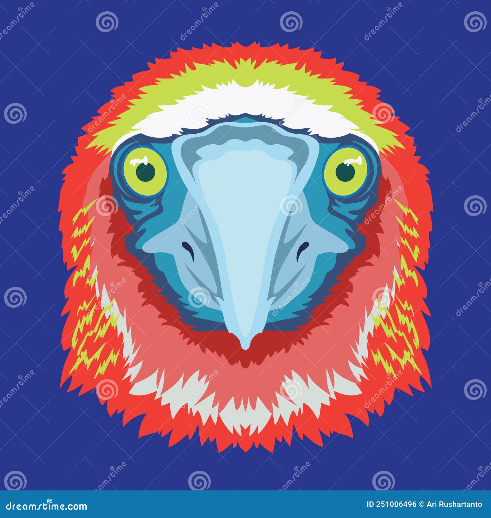 Blue Footed Booby Bird Face Vector Illustration in Decorative Style ...