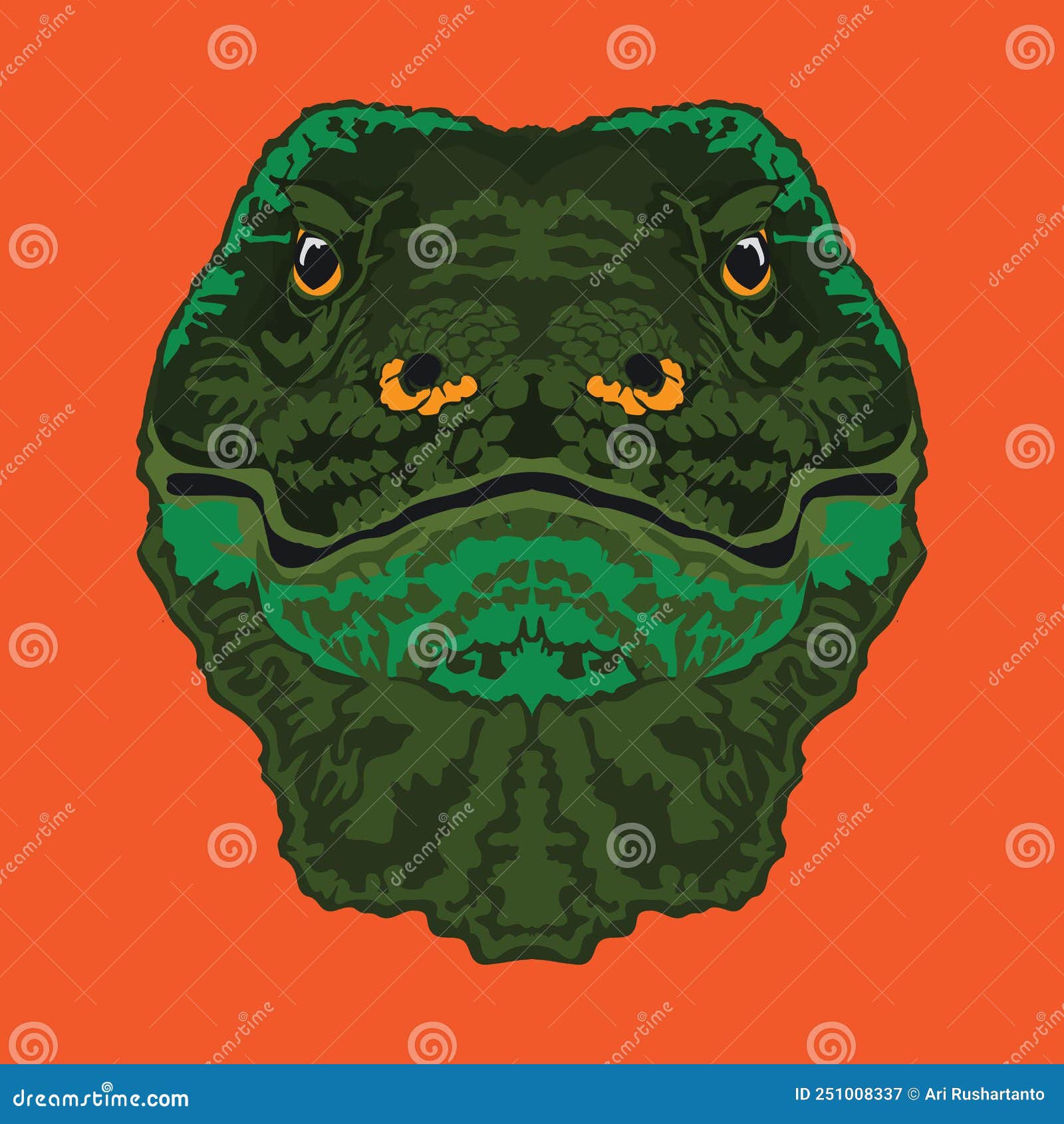 Komodo Face Vector Illustration in Decorative Style, Perfect for Tshirt ...