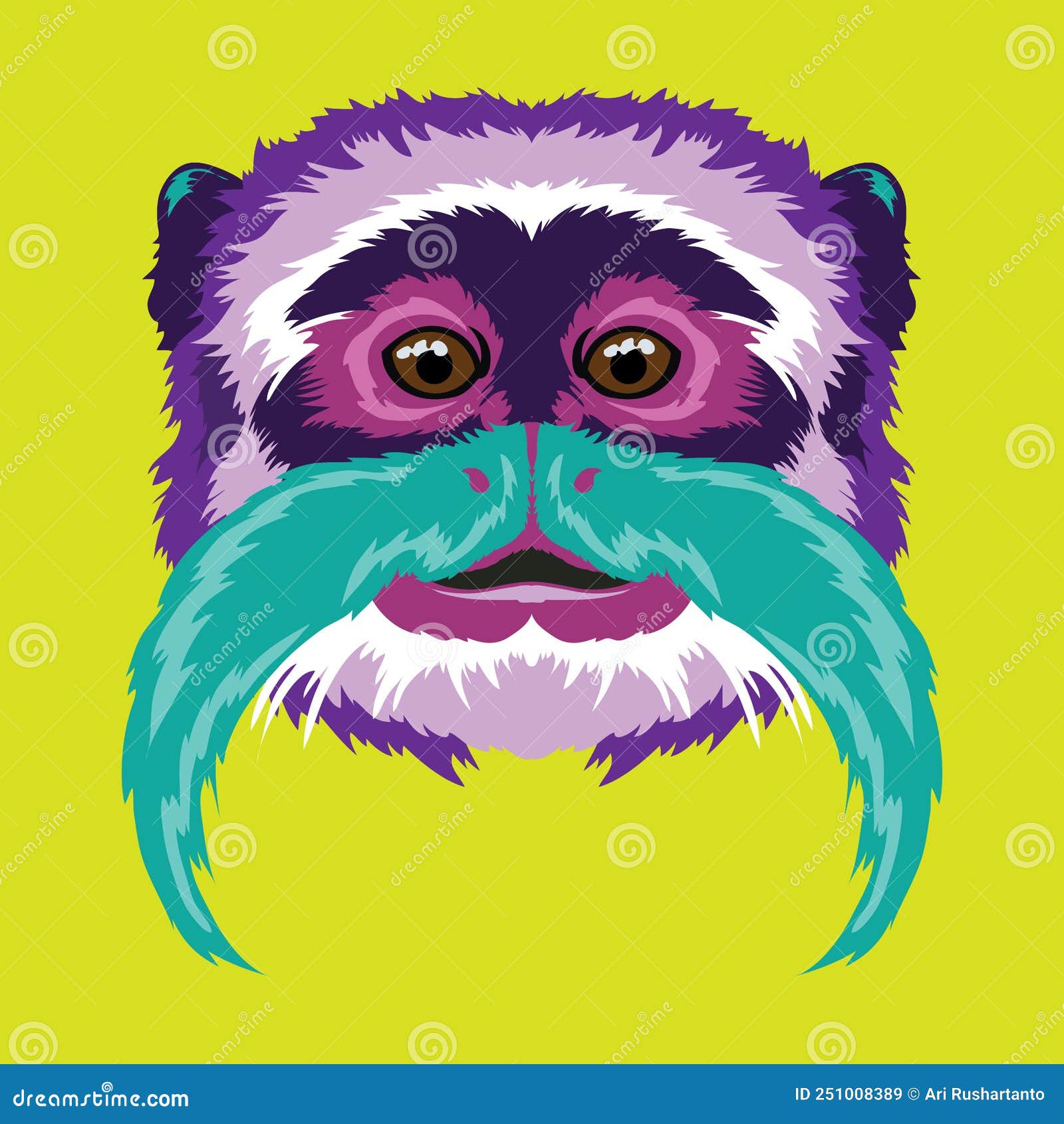 Emperor Tamarin Monkey Cartoon Retro Drawing Stock Photography ...